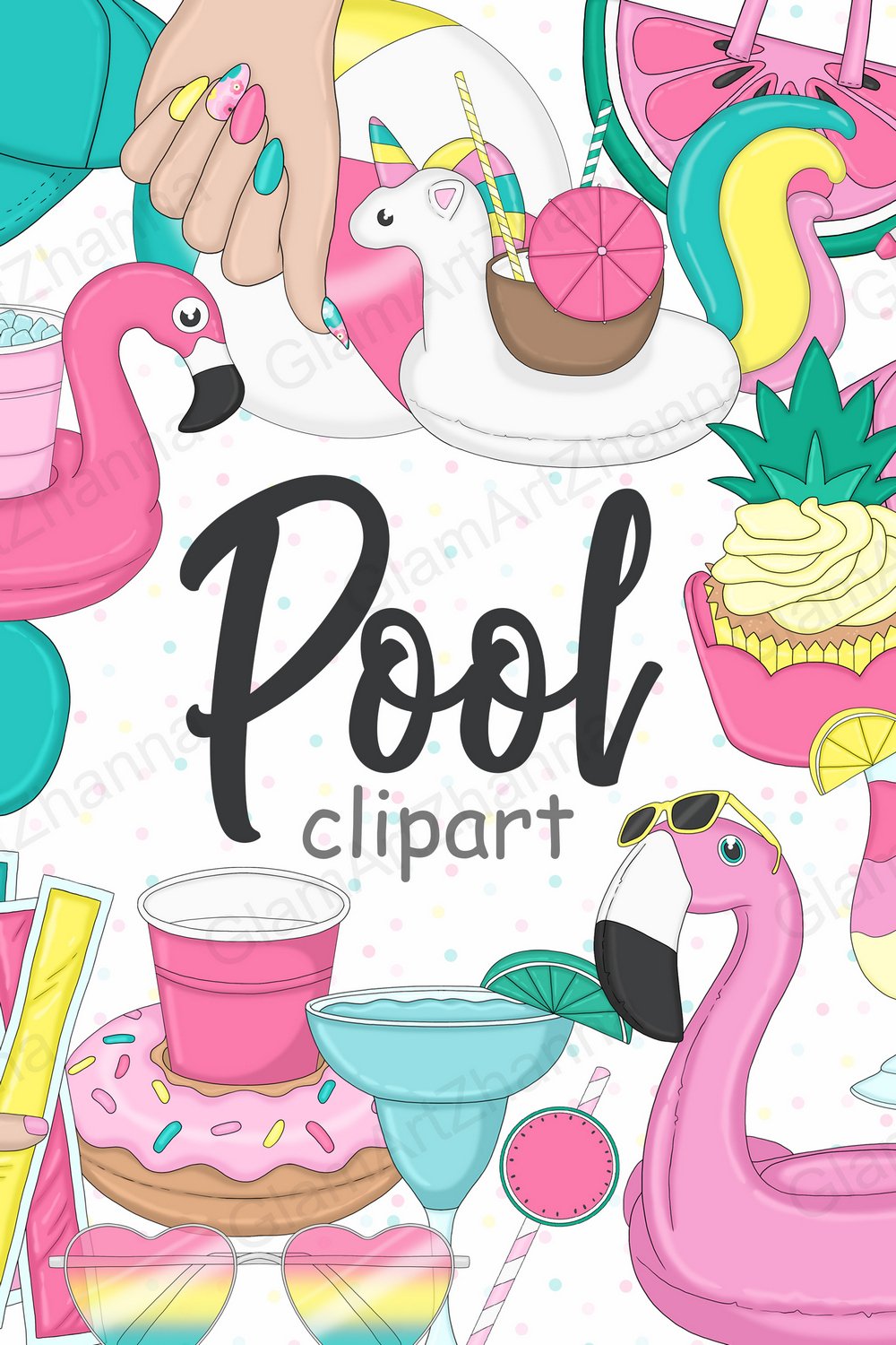 Pool CLIPART Summer Tropical Flamingo Unicorn Vacation - PNG (1873628 ...