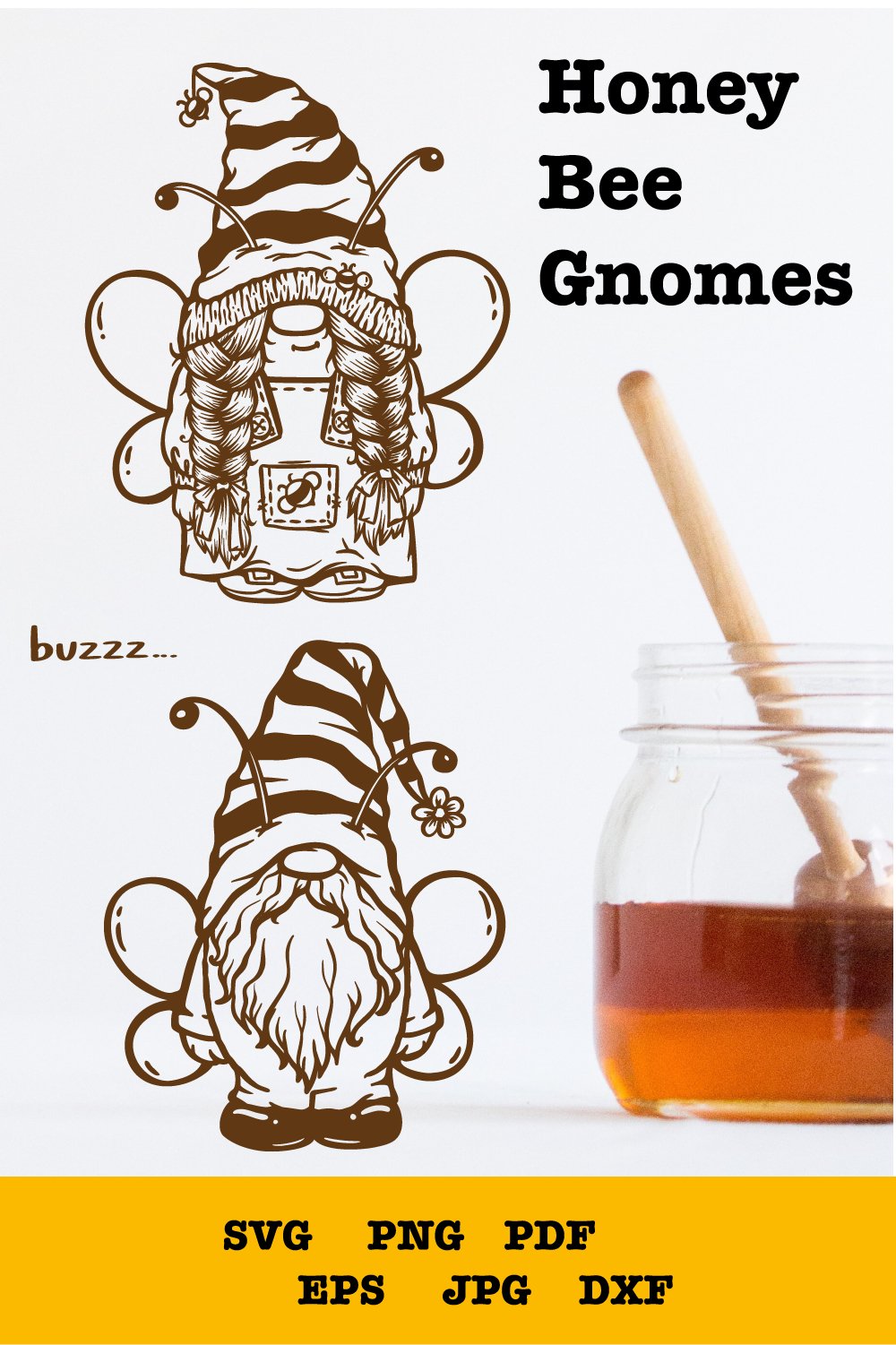 Bee Gnomes, Girl Honey bee Gnome, Cute Gnomies SVG PNG