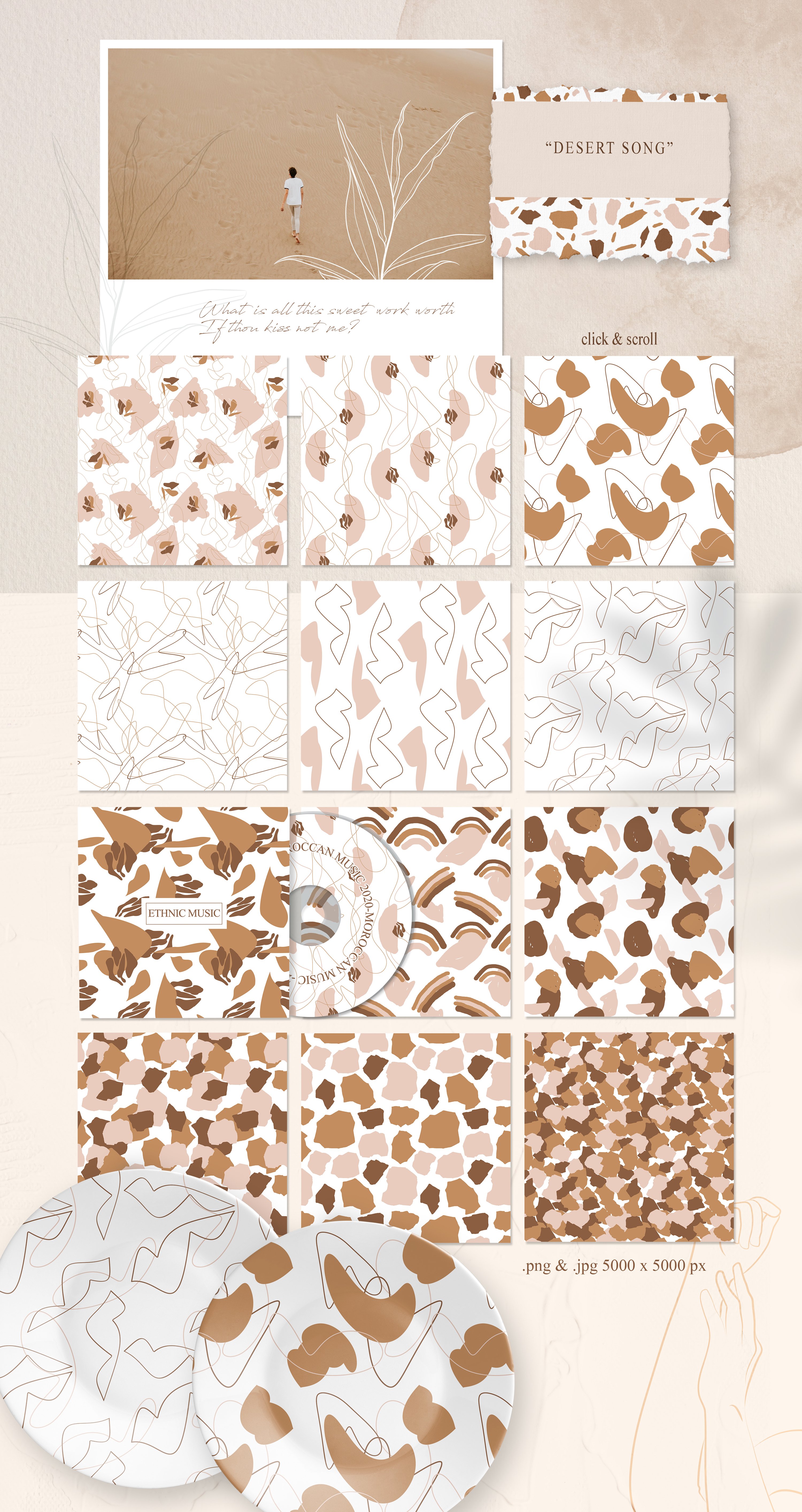Abstract shapes seamless patterns. Digital paper
