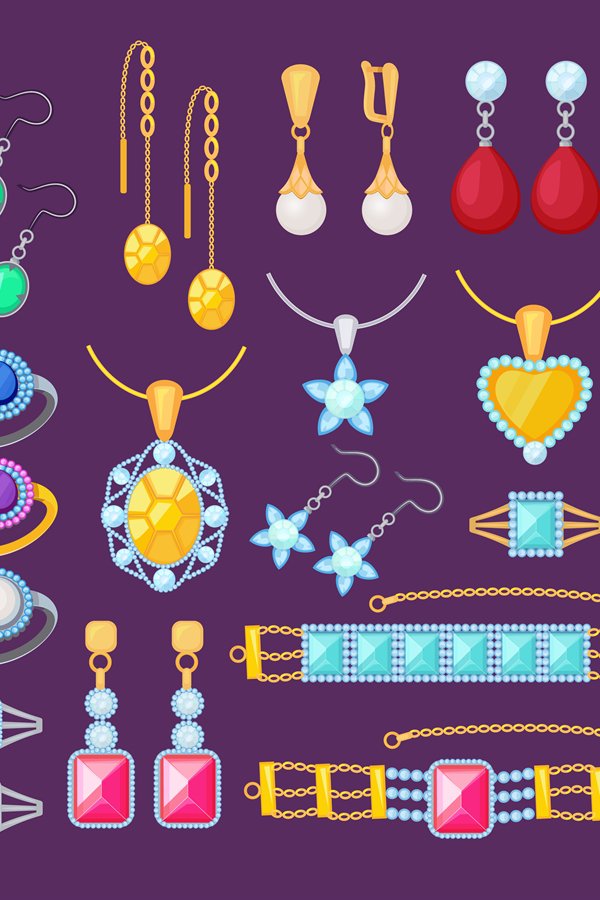 Jewelry items. Beauty woman accessories shop glamour diamond
