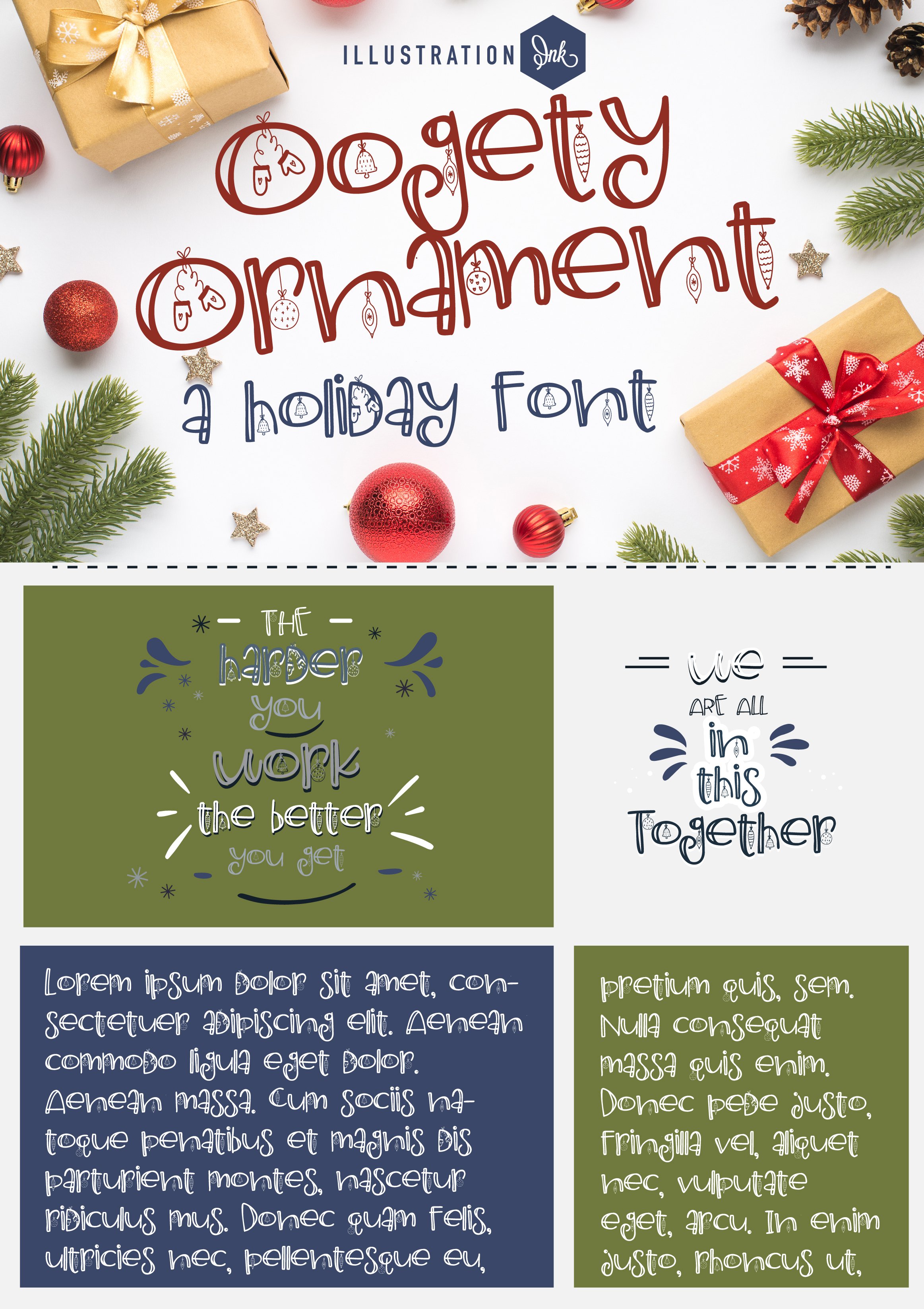 Hand-crafted, hand-written, Christmas script