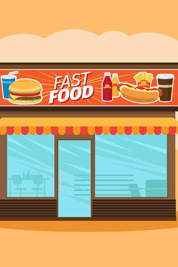 Fast food store front view