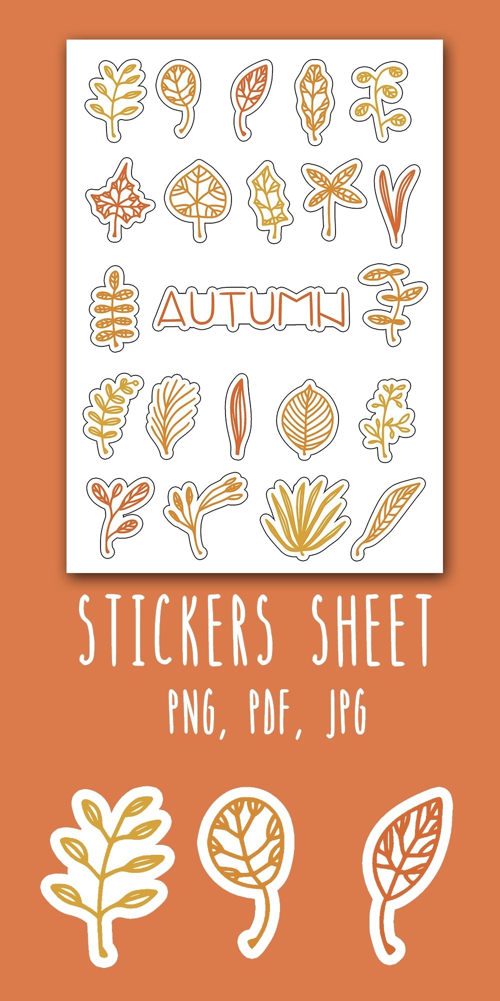 Autumn leaves stickers sheet