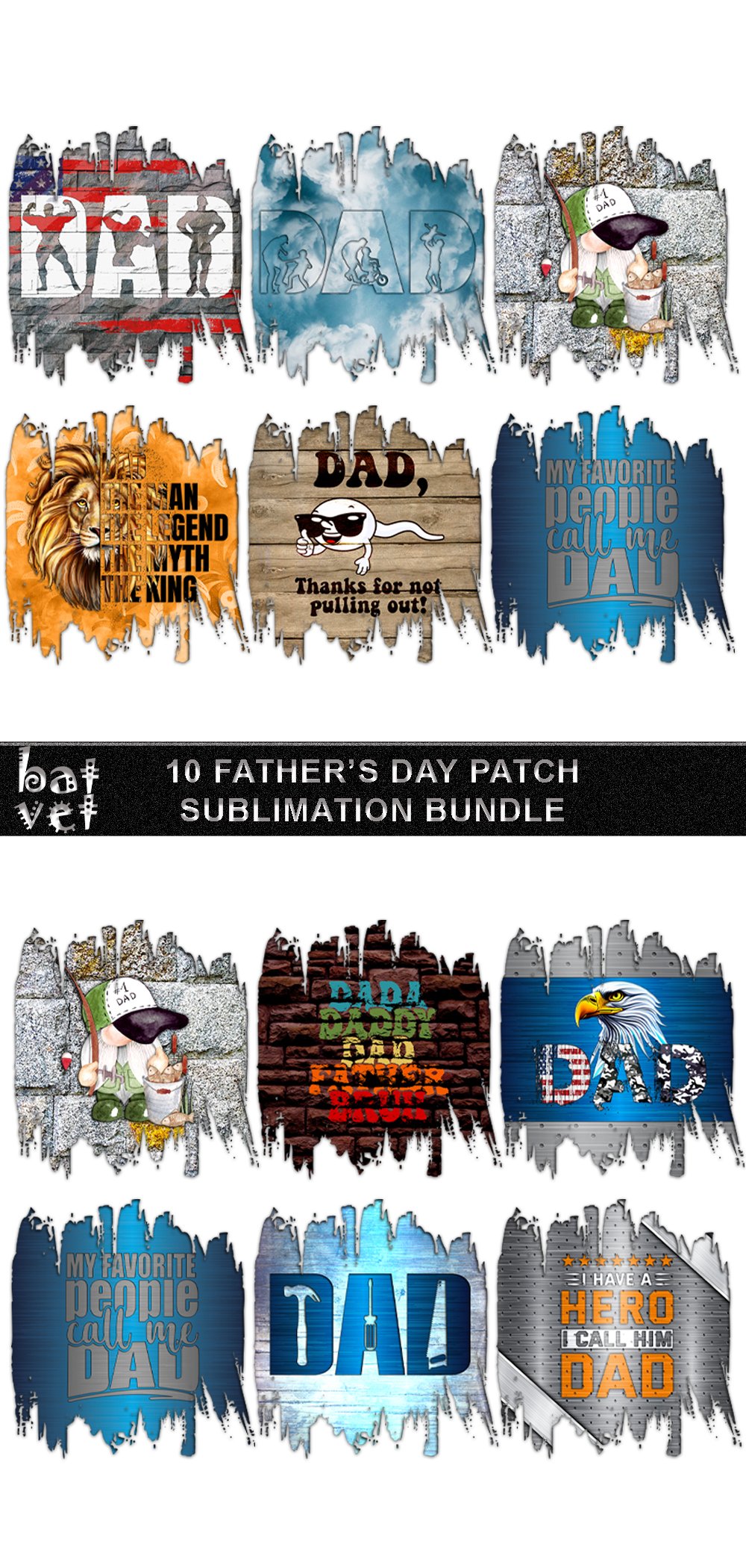 Fathers Day T Shirt Design Bundle | Dad Sublimation Patch