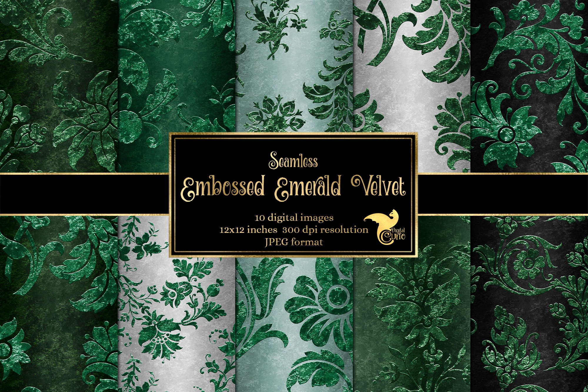 Embossed Emerald Velvet Textures