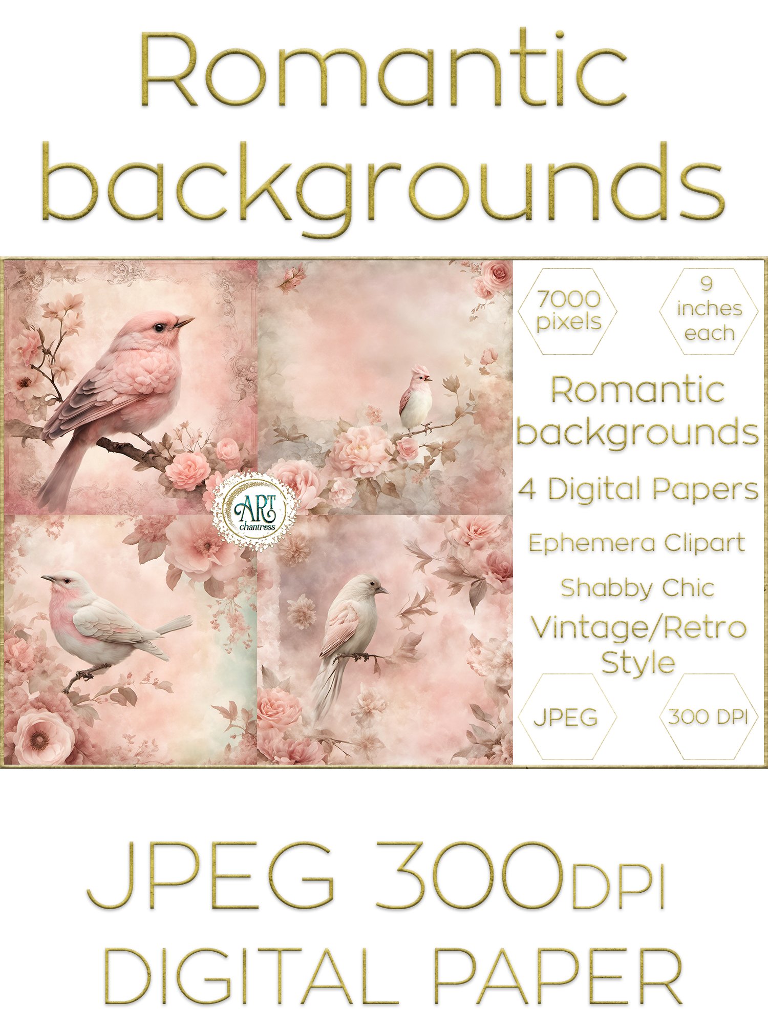 Vintage watercolor digital papers backgrounds soft (2910084)