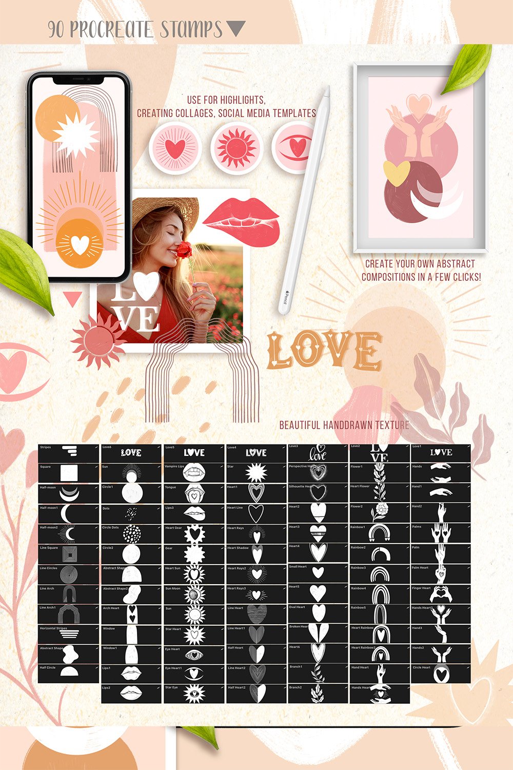 BOHO LOVE PROCREATE STAMP BRUSHES (2522213)