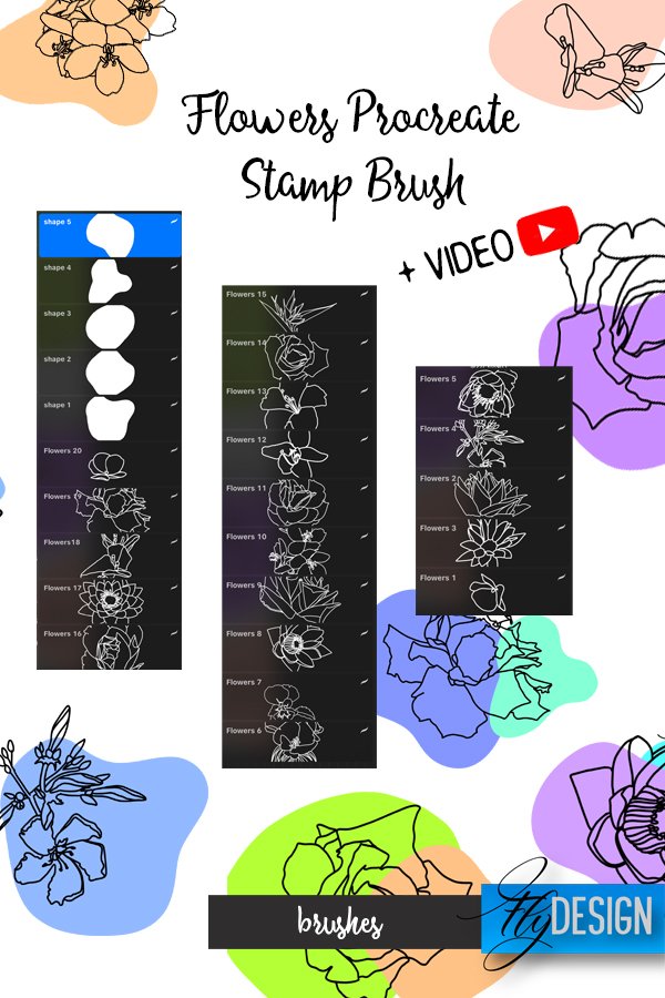 Flowers Procreate Brush. Floral Stencil. Procreate (1340794)