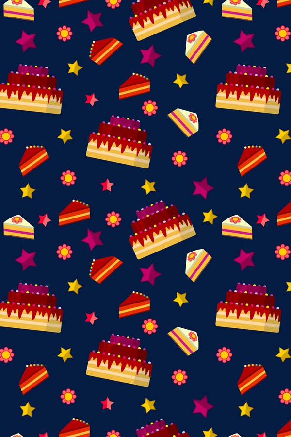 Colorful birthday cakes seamless pattern