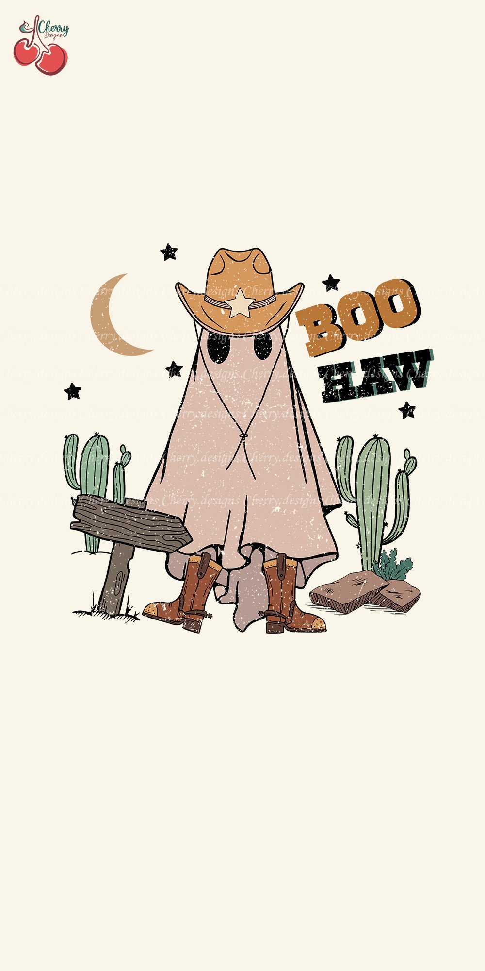 Boo Haw Retro PNG, Desert Halloween PNG, Cowboy Sheriff PNG
