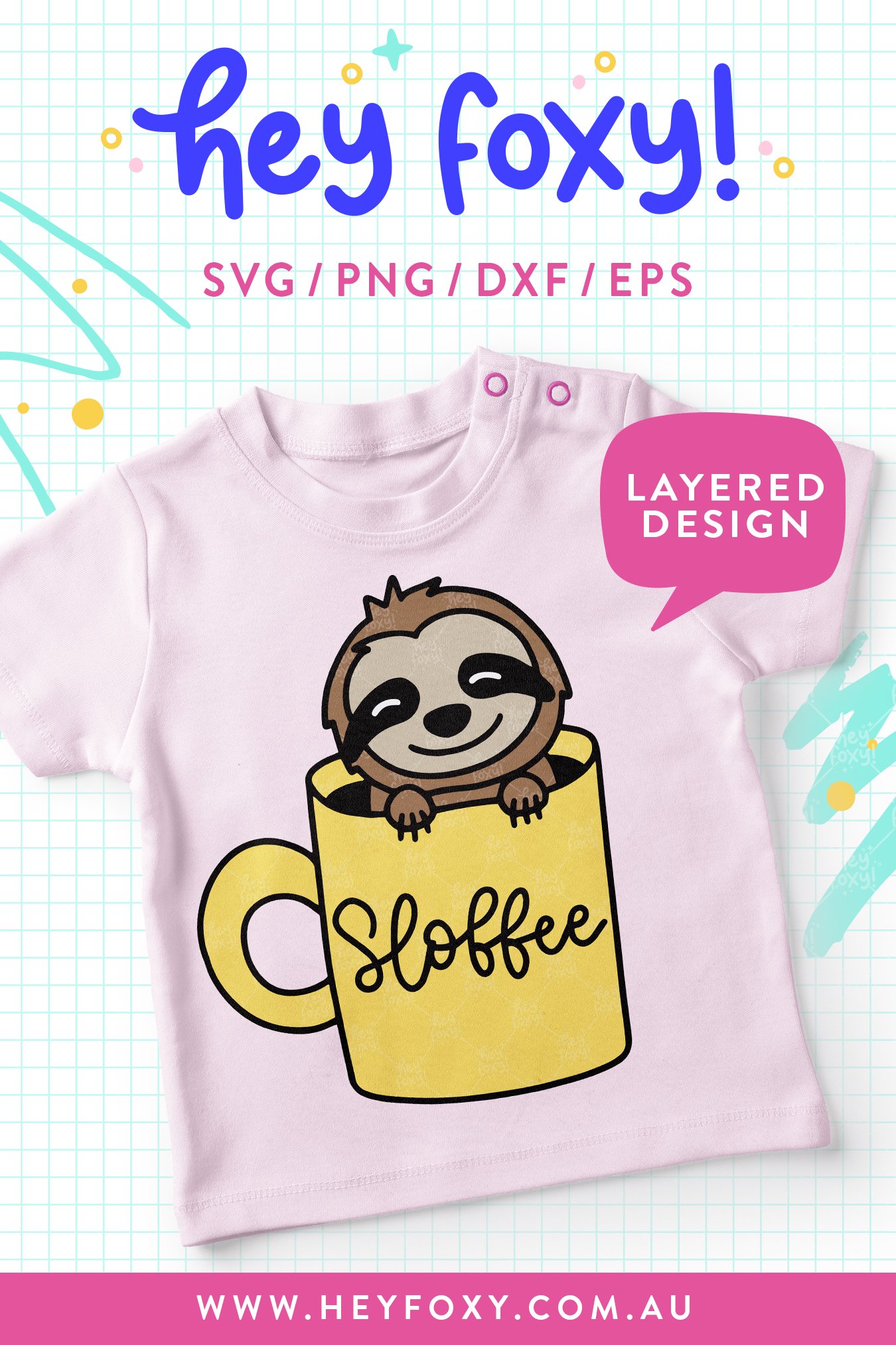 Sloth Coffee Mug SVG - Animal Svg