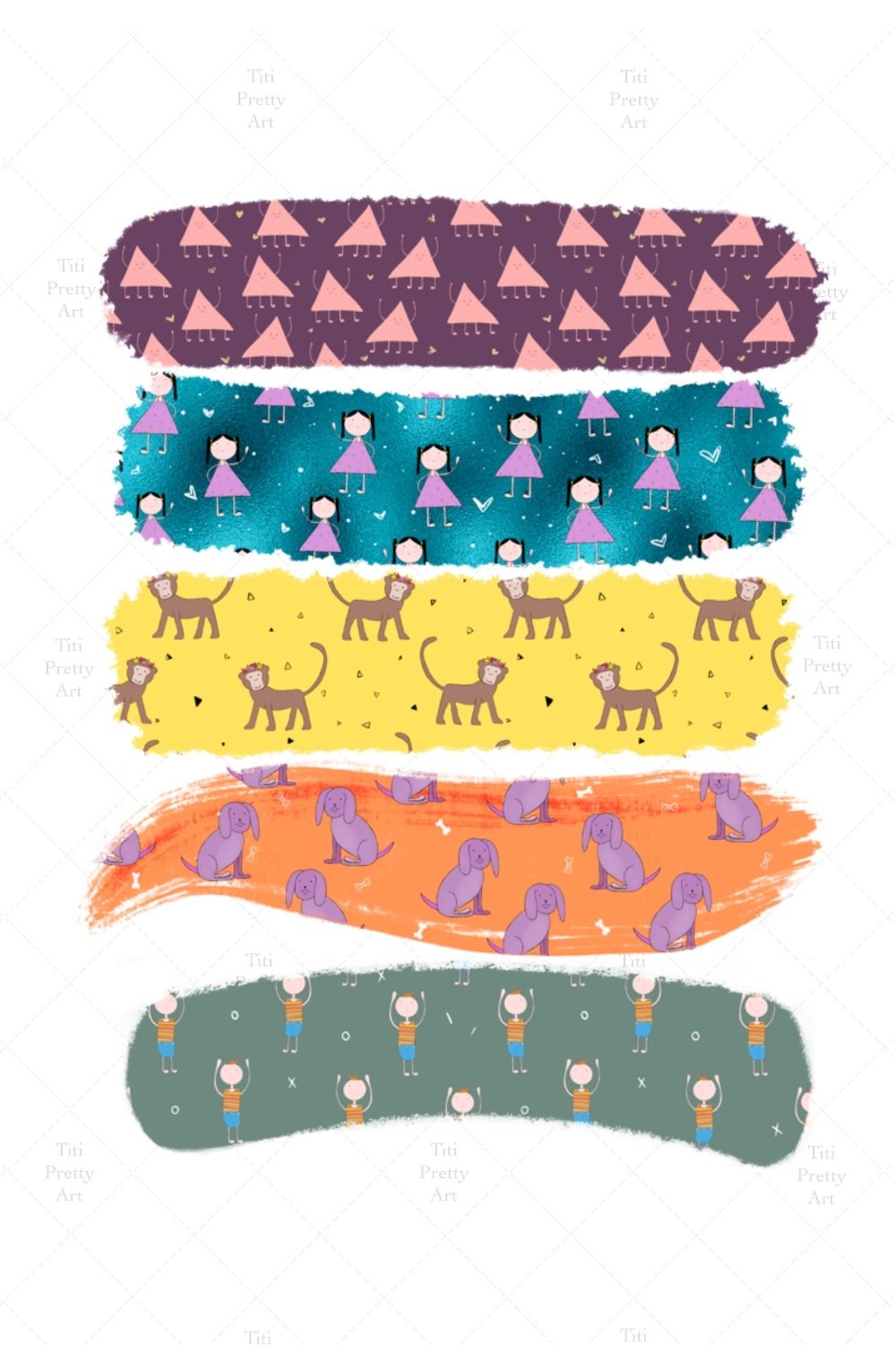 Cartoon Brush Strokes, Animals Brush Strokes, Foil Strokes
