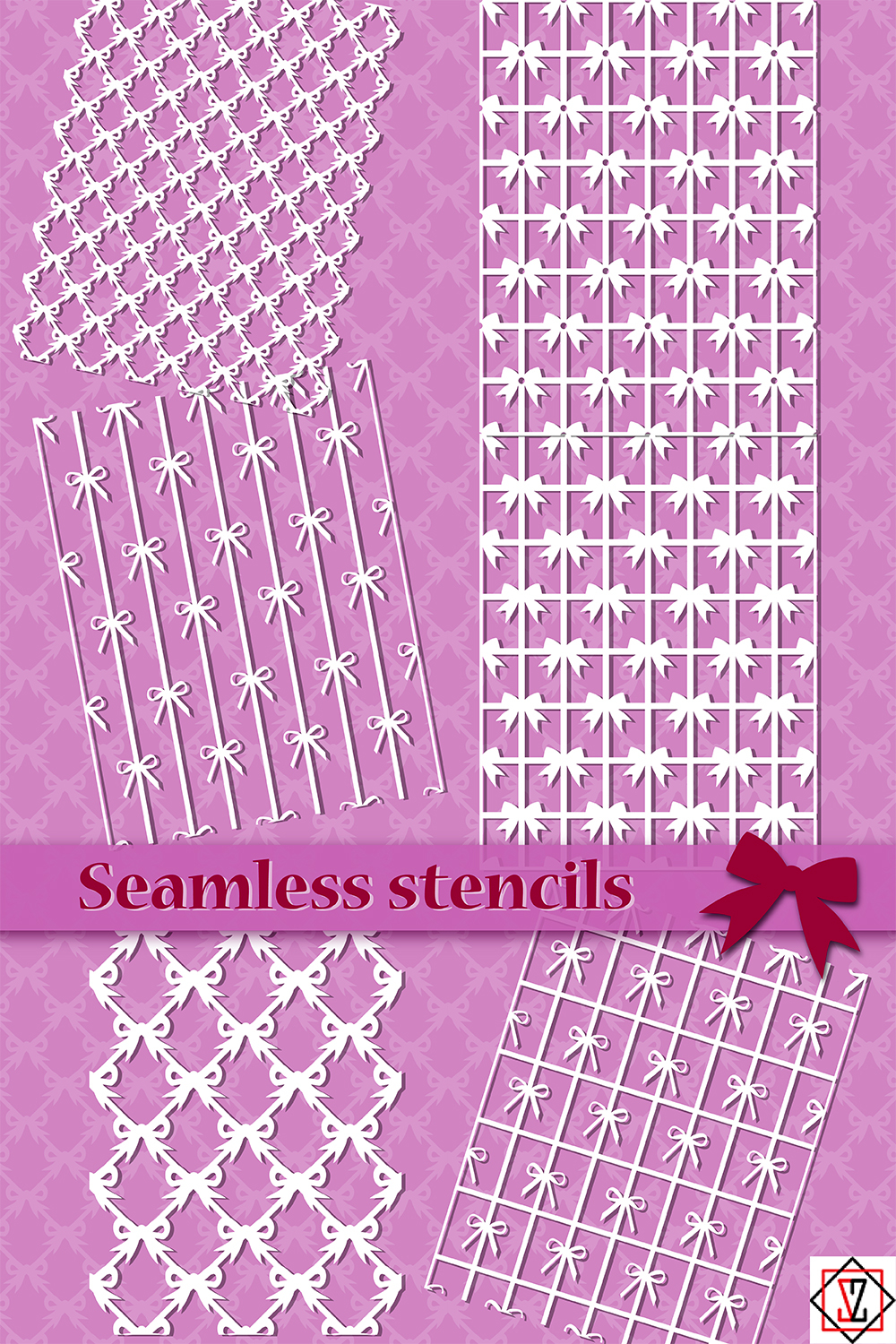 Seamless Bow Stencils / Seamless Digital Paper