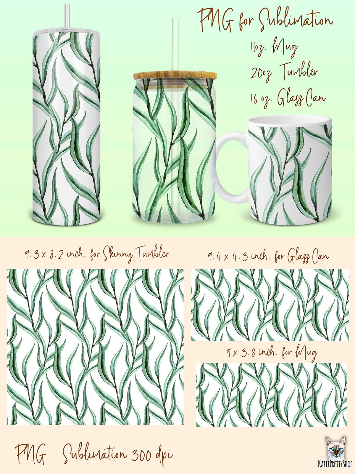 Eucalyptus, tumbler, mug, libbey can sublimation (2041816)