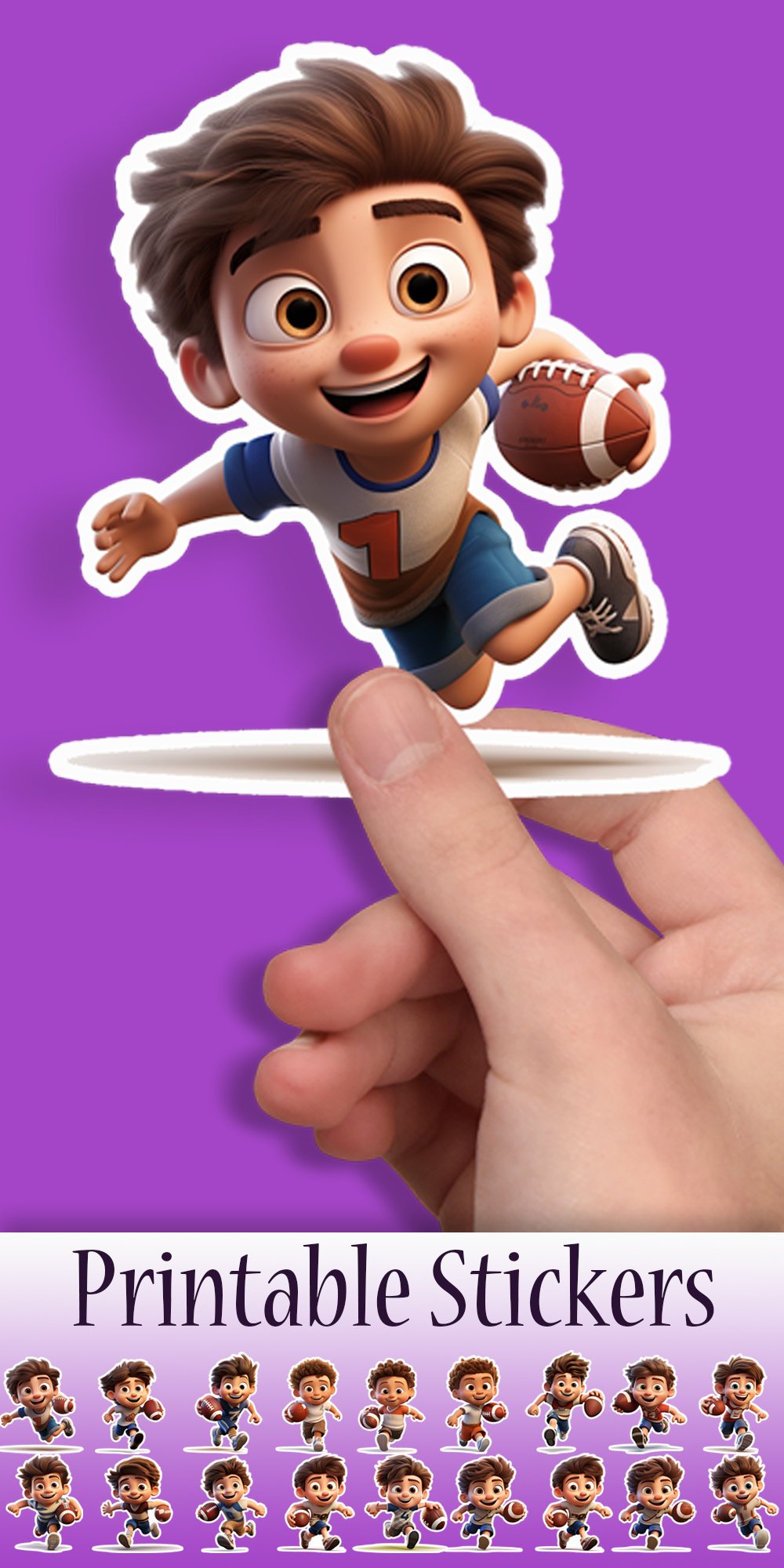 American Football Player Stickers - Cute Print and Cut PNG