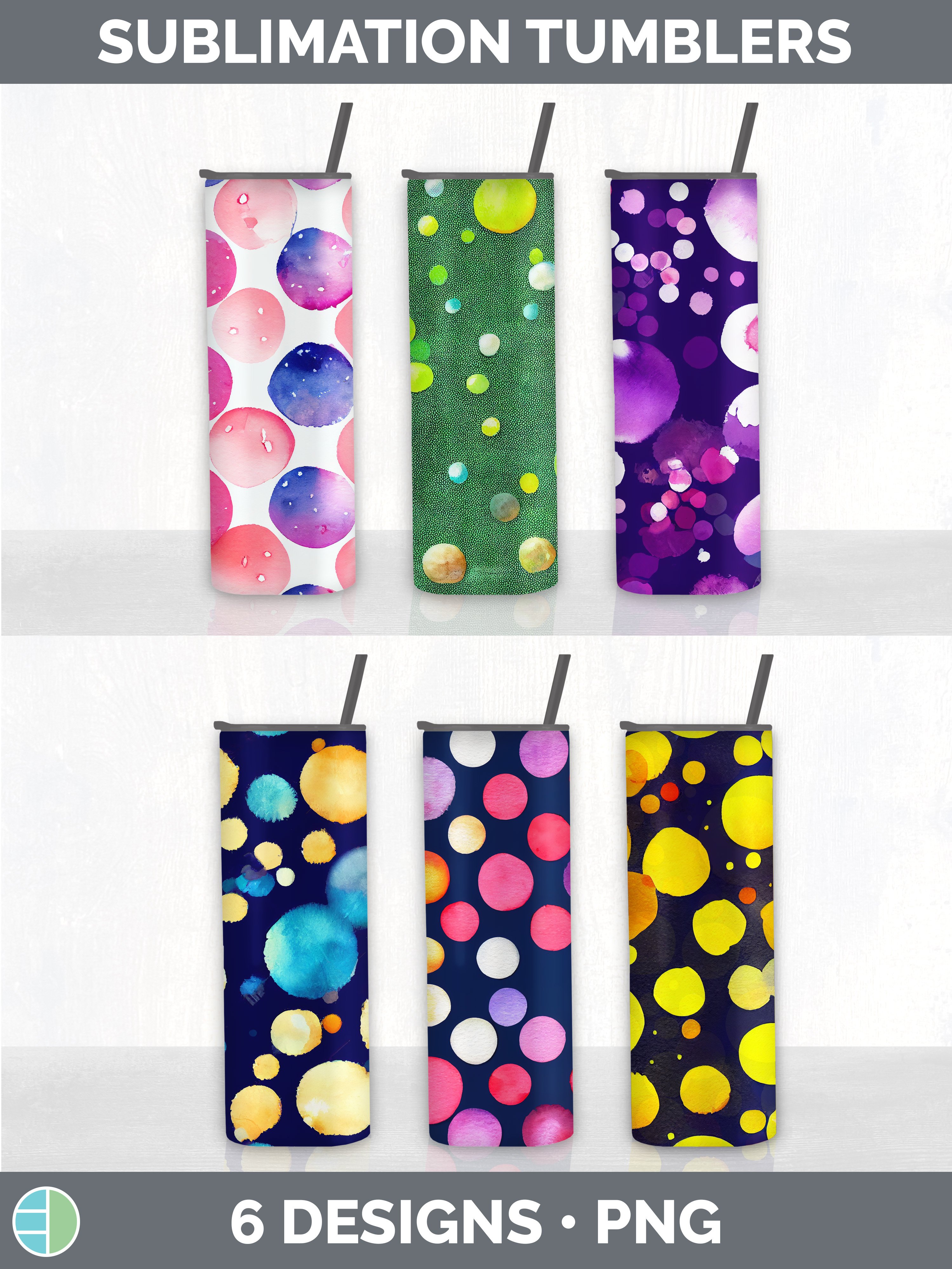 Watercolor Polka Dots Tumbler Sublimation Bundle