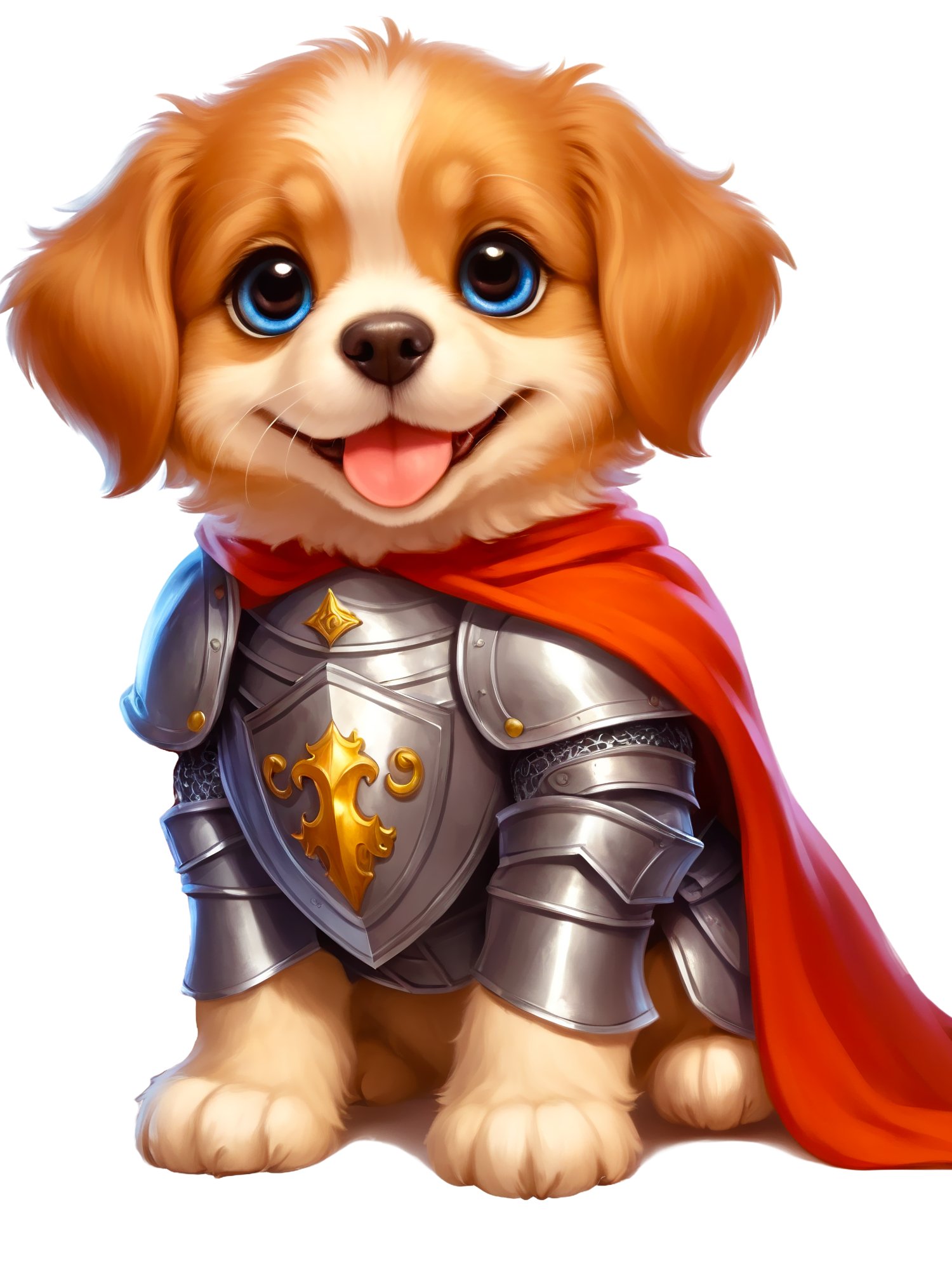 Clipart of funny and cute cartoon puppy in knight costume