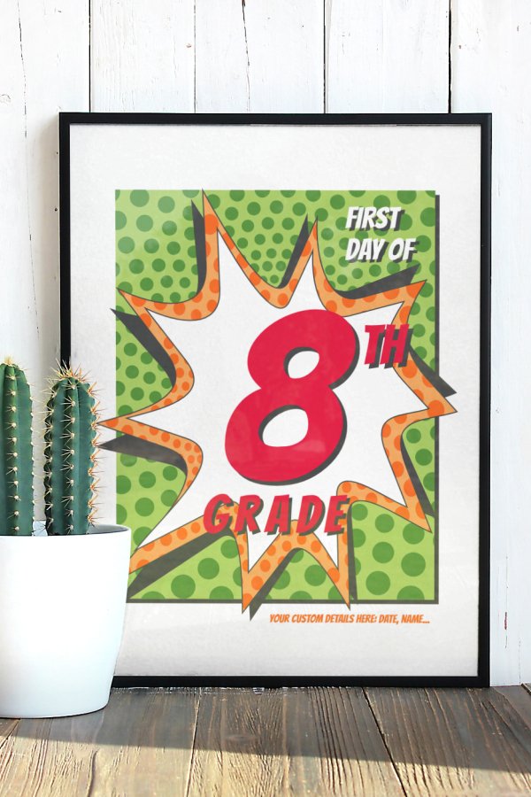 8th Grade School Sign Printable Editable PDF DIY Photo Prop