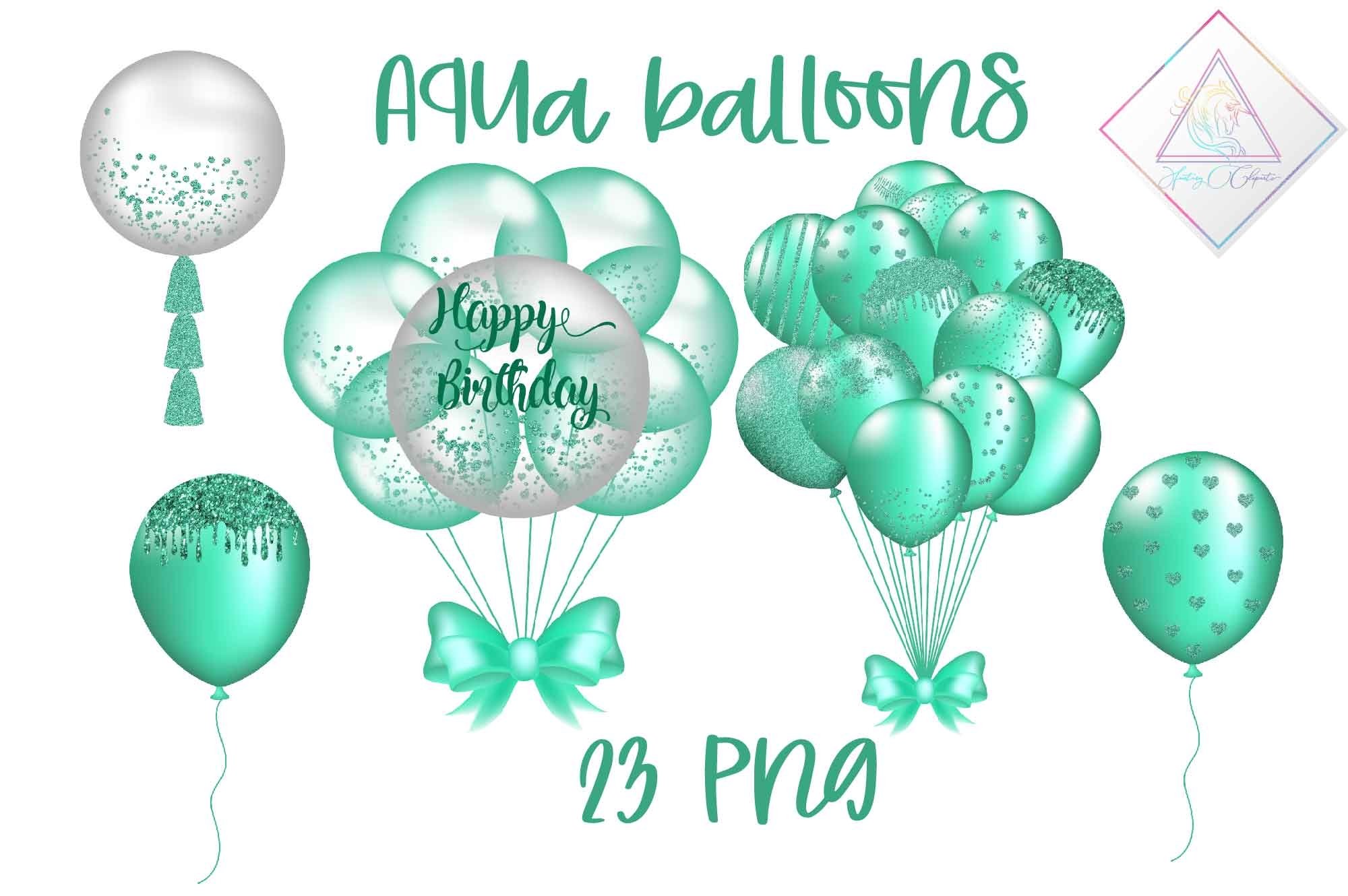 Aqua Party Balloons Clipart