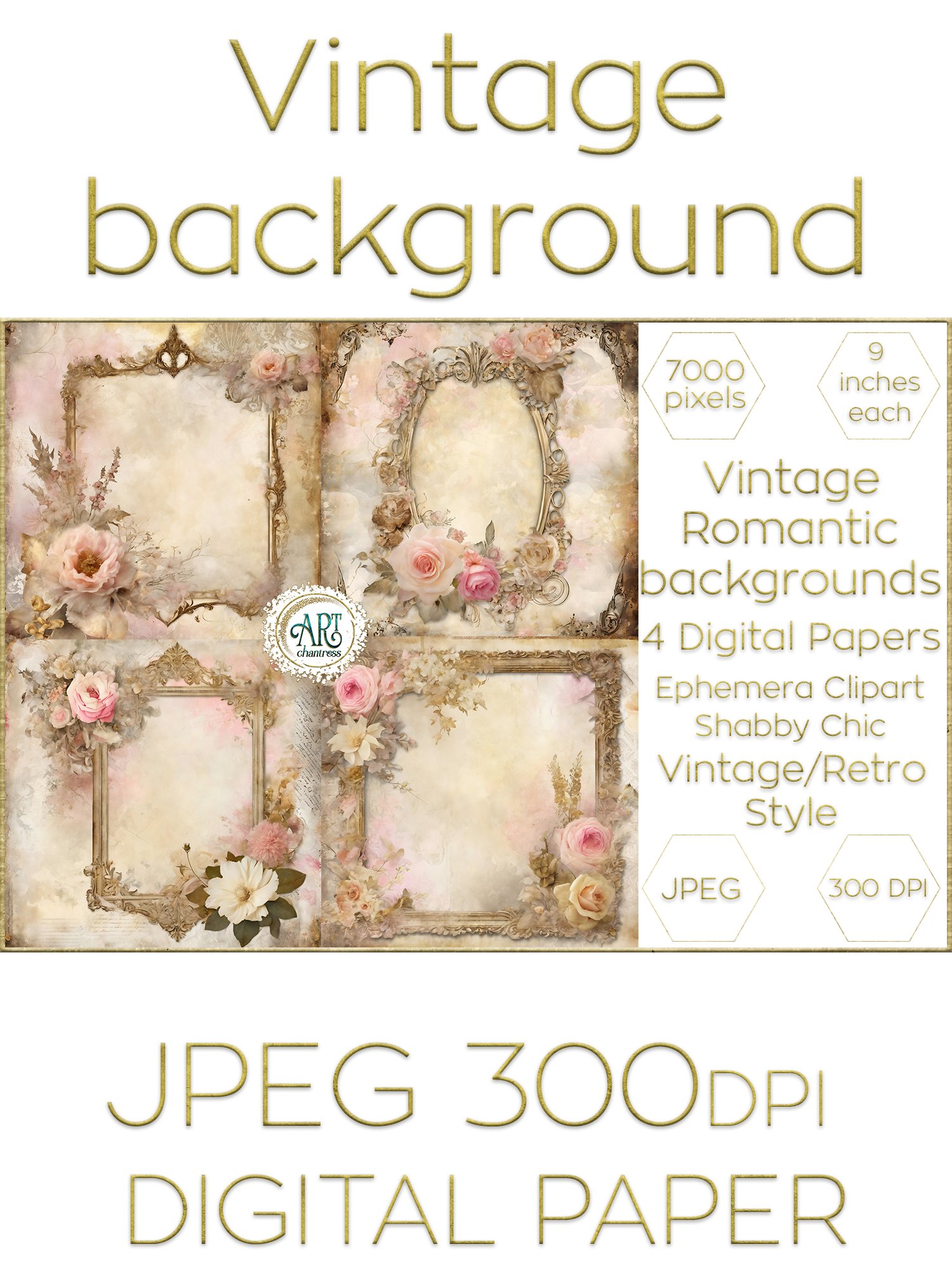 Vintage Rosey Mauve digital papers Boho Flowers (3038273)