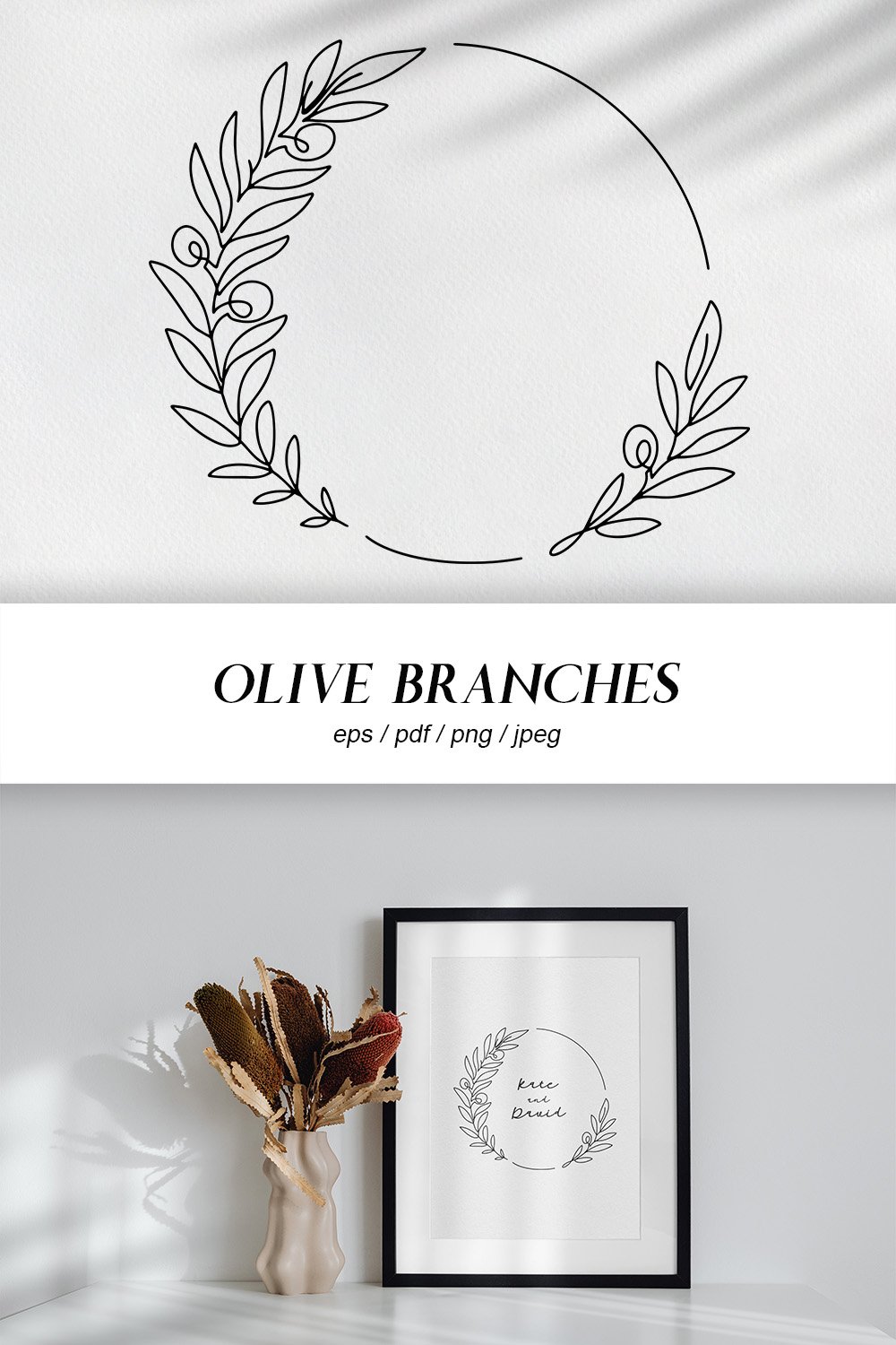 Olive branches. Round frames collection. (1939119)