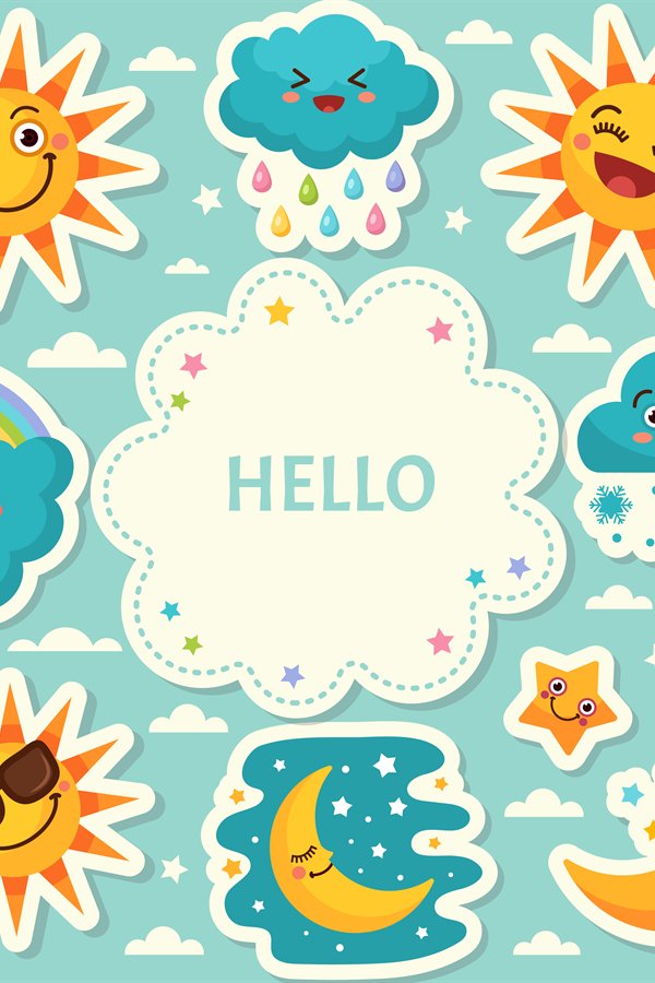 Poster design template with cartoon illustrations of funny w