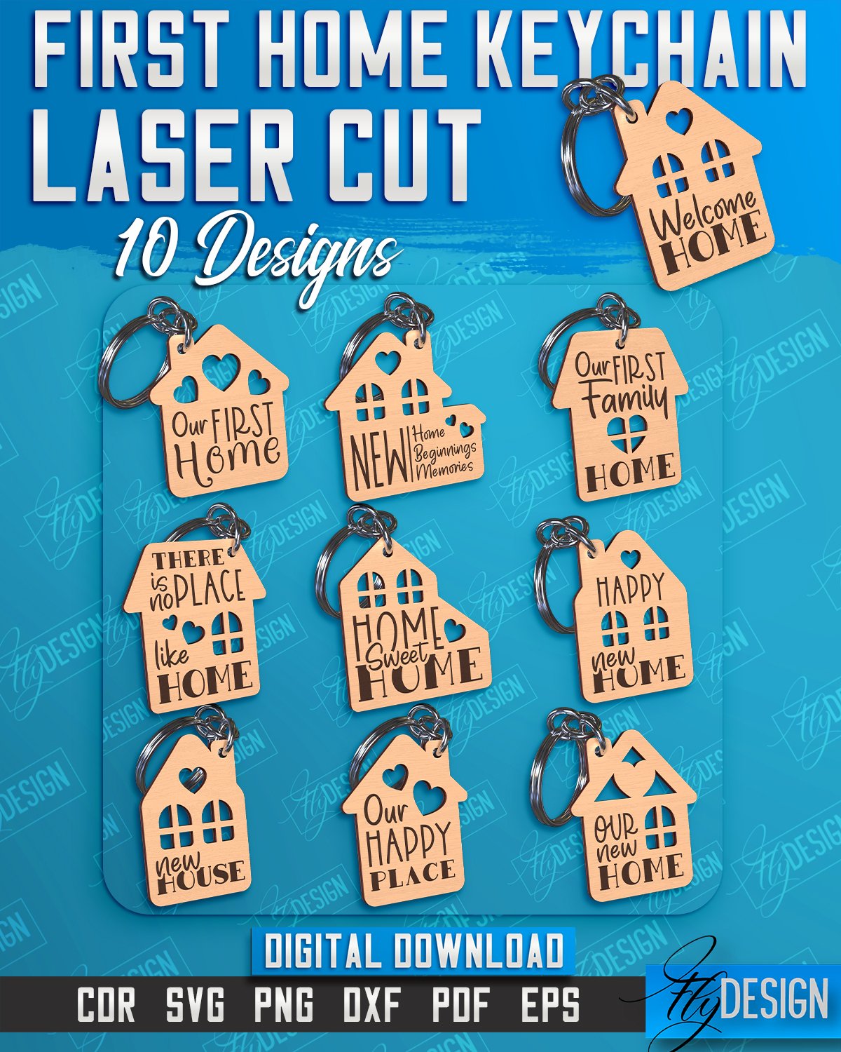 Home Sweet Home Keychain SVG|First Home Keychain Laser Cut