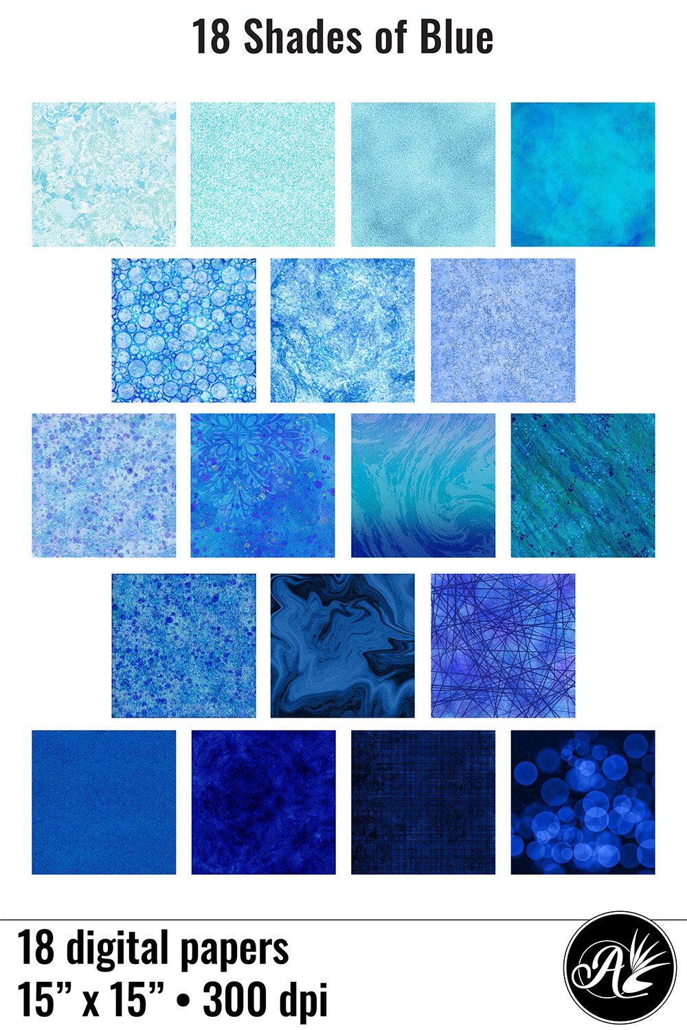 Shades of Blue digital papers
