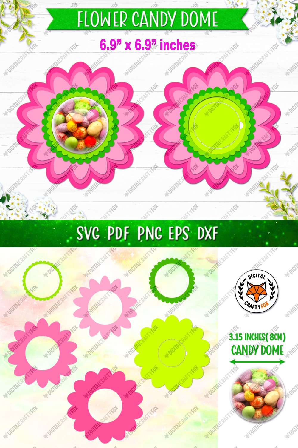 Flower Candy Dome SVG, 3D Flower Candy Holder