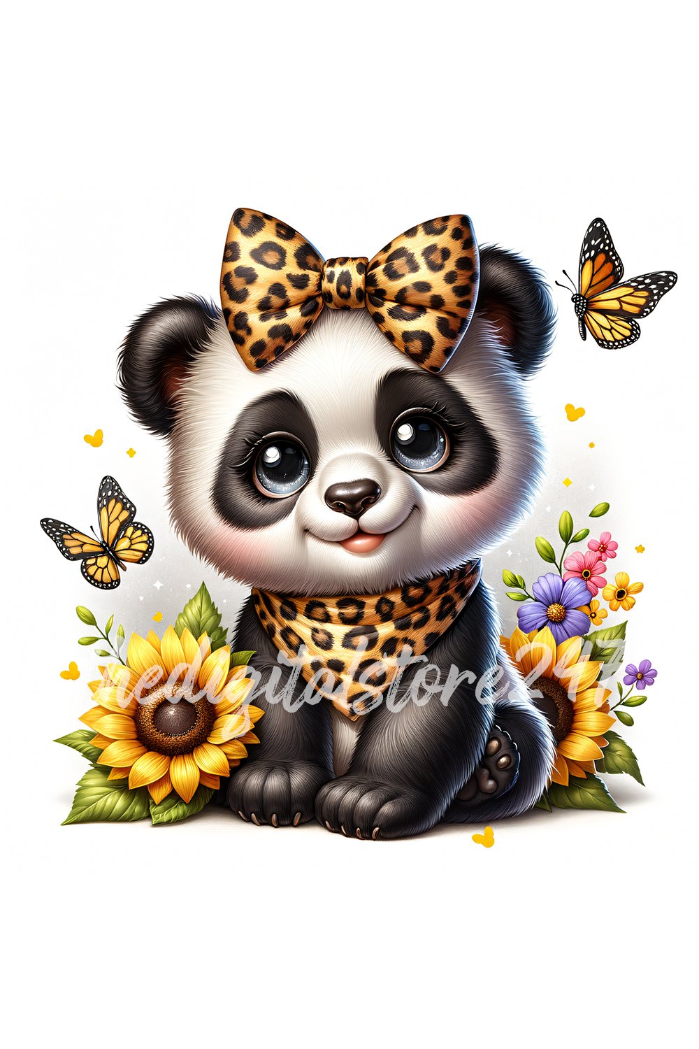 Cute Panda with Sunflowers JPG File (3551351)