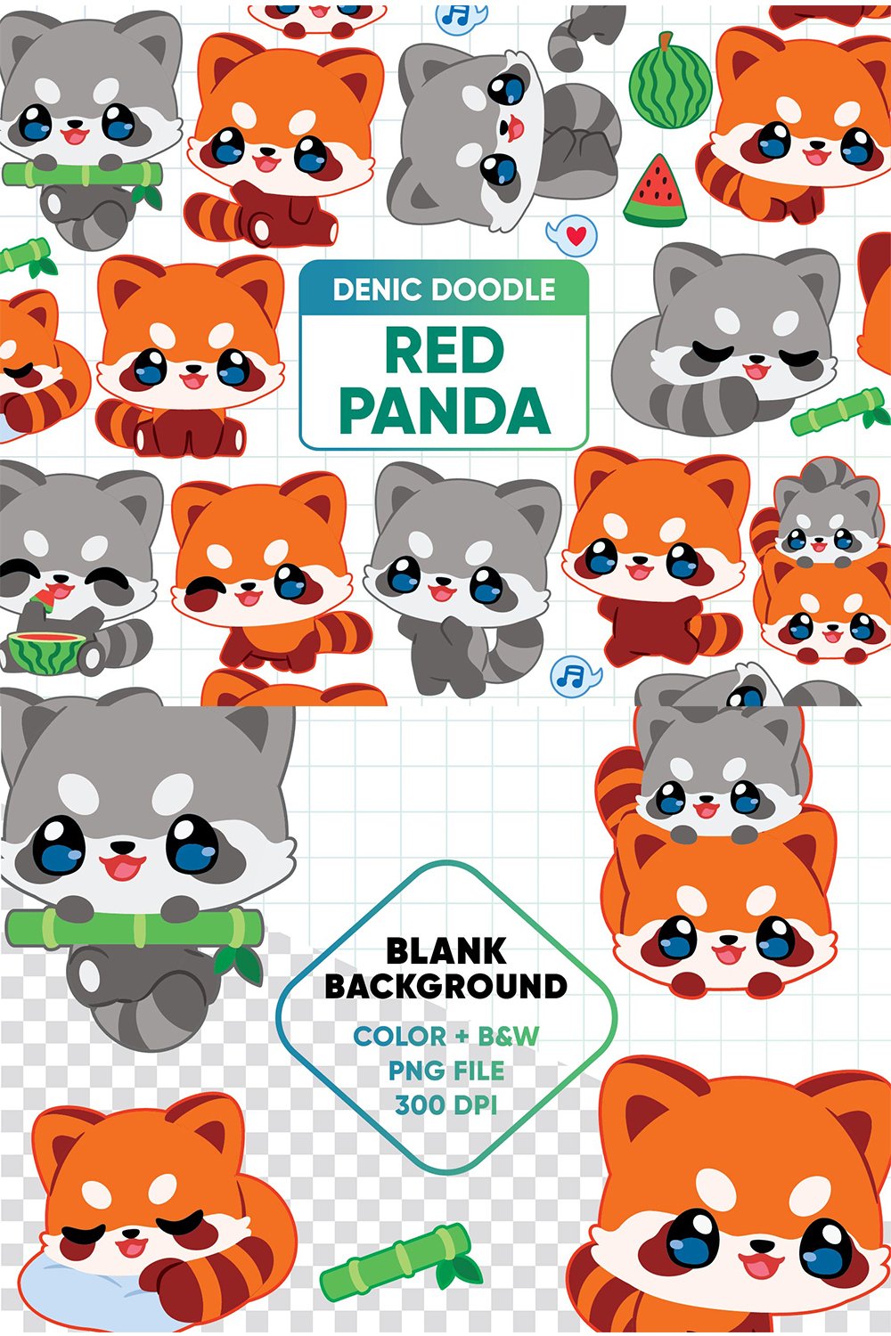 Adorable Red Panda Clipart - Playful Animal Illustration