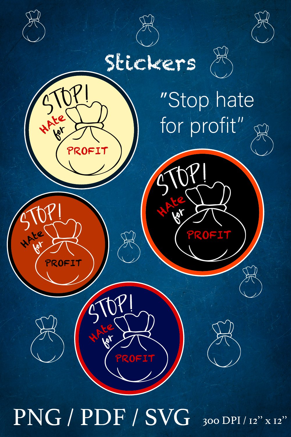 STOP Hate for Profit stickers.