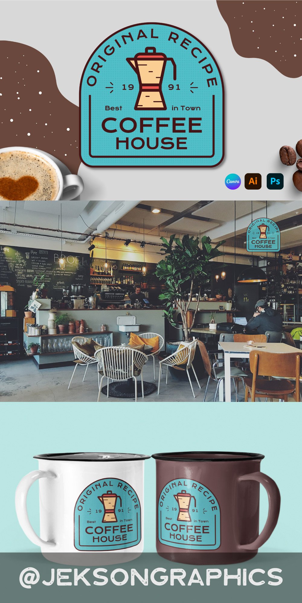 Coffee SVG Design | Coffee SVG Cut File | Coffee Canva Logo