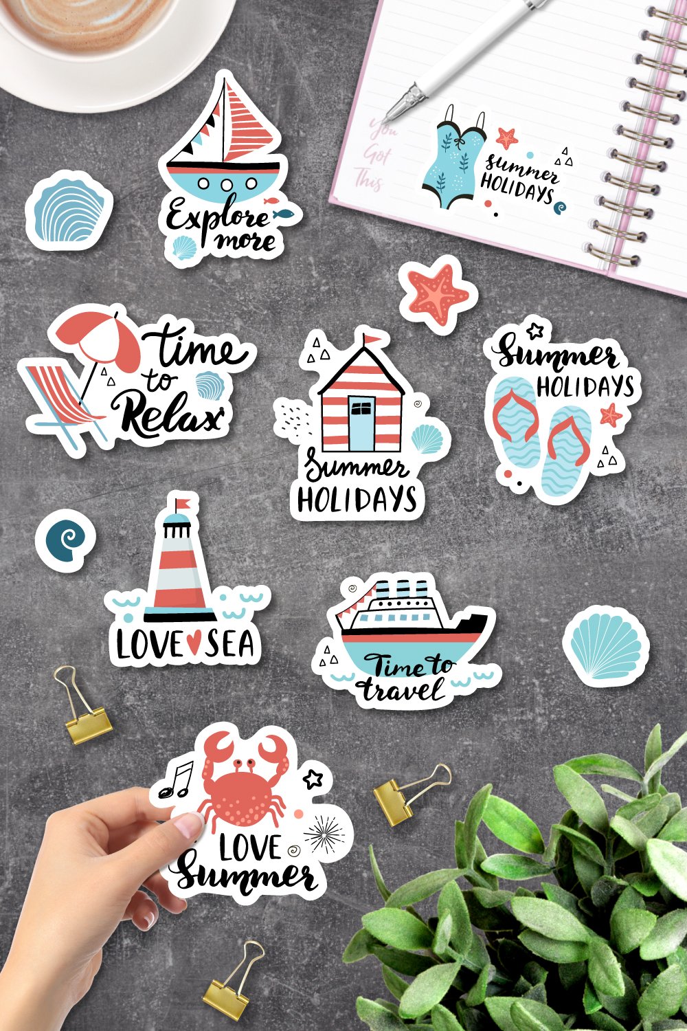 Summertime stickers, printable set