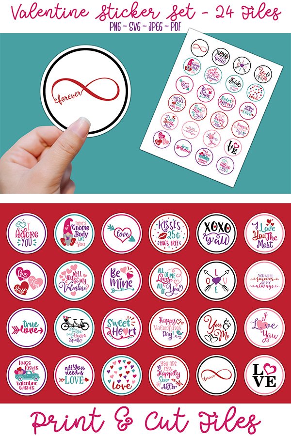Valentine Sticker Bundle - 24 Printable Stickers