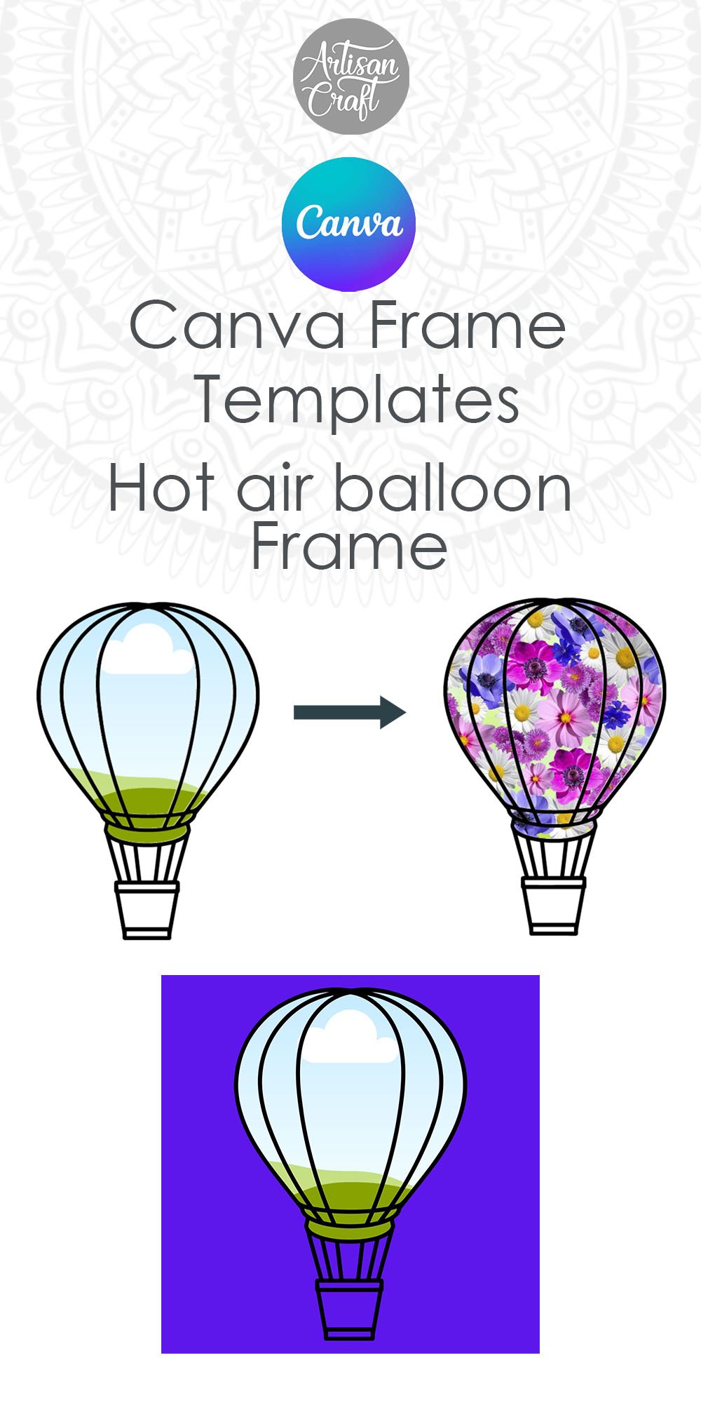 Hot air balloon Canva frame | Canva Template
