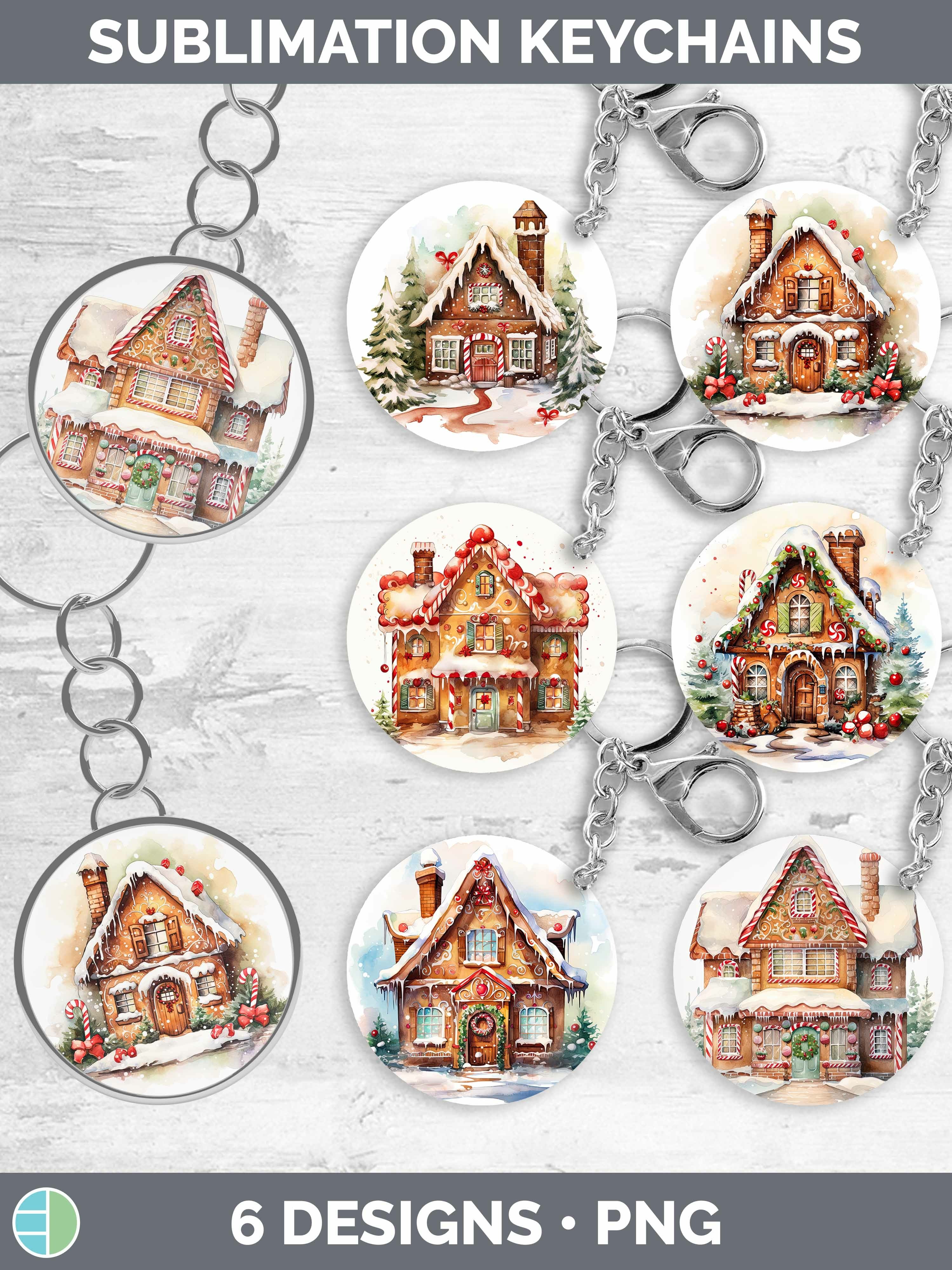 Christmas Gingerbread House Keychain | Bundle Keyring Design