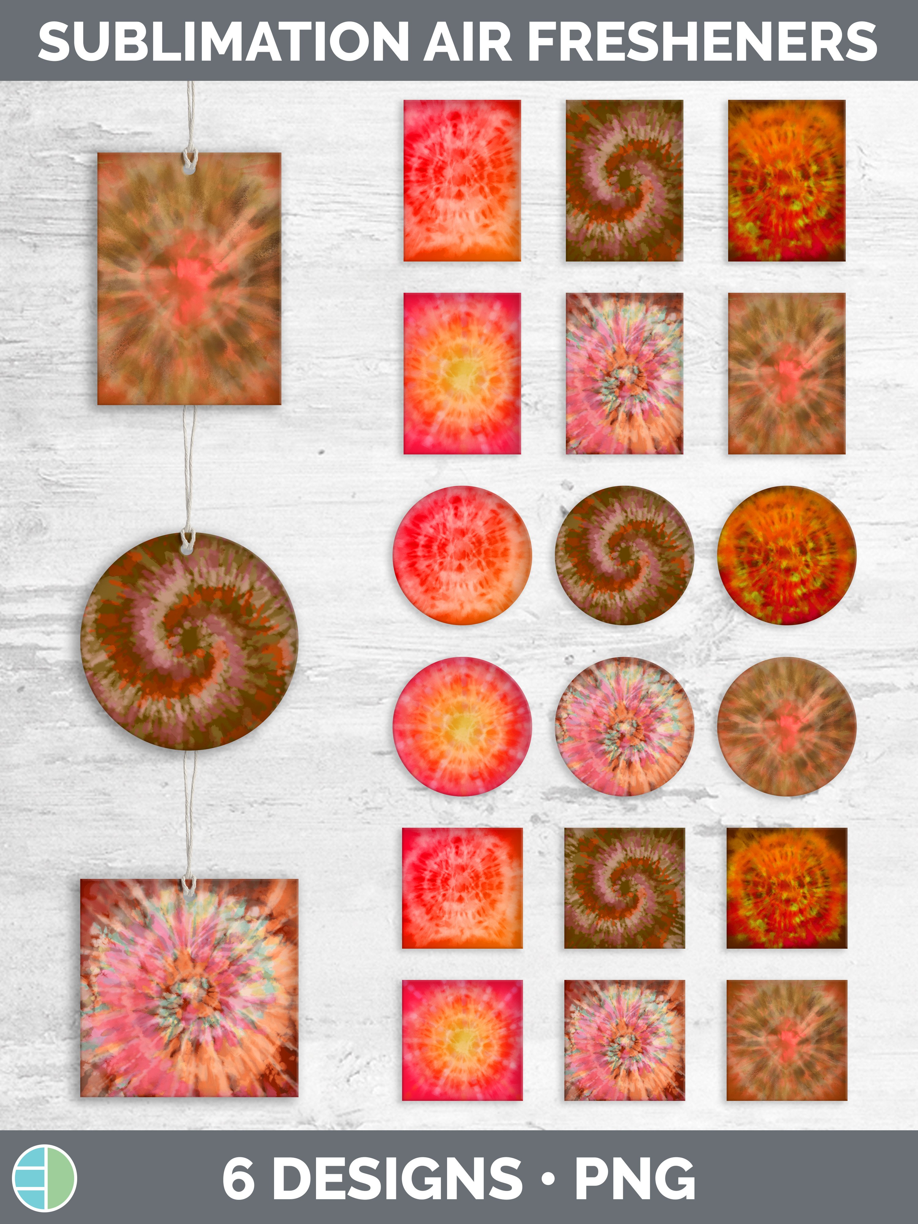 Orange Tie Dye Air Freshener | Sublimation Designs Bundle