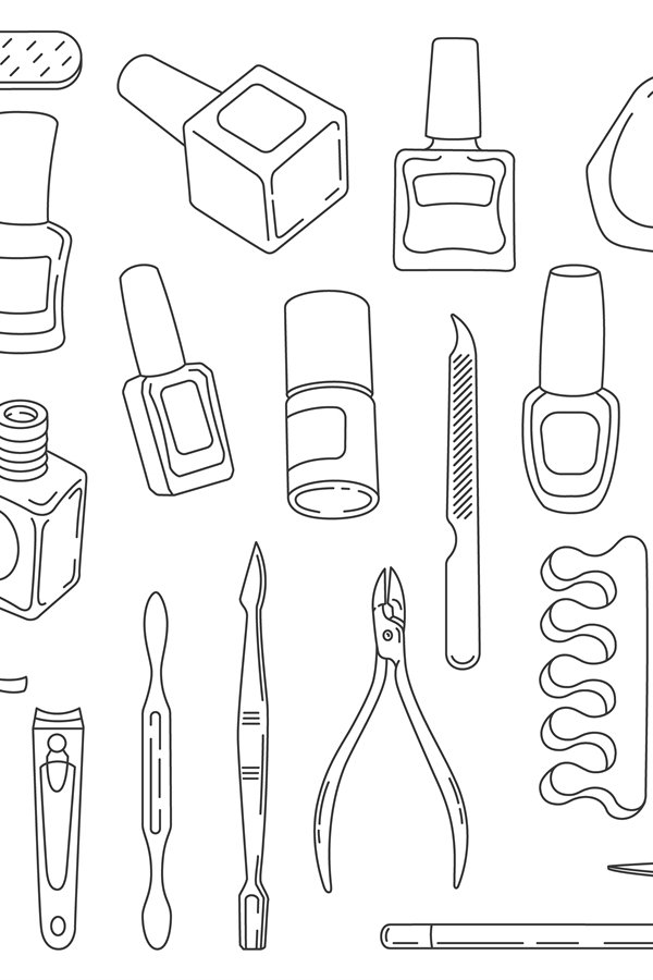 Nail polish. Manicure and pedicure tools and accessories. Li