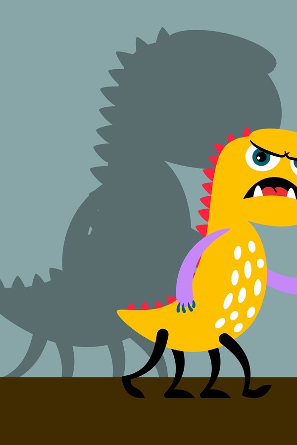 Angry yellow monster with shadow