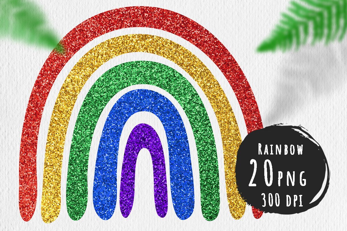 Glitter Rainbows. Bright clip art