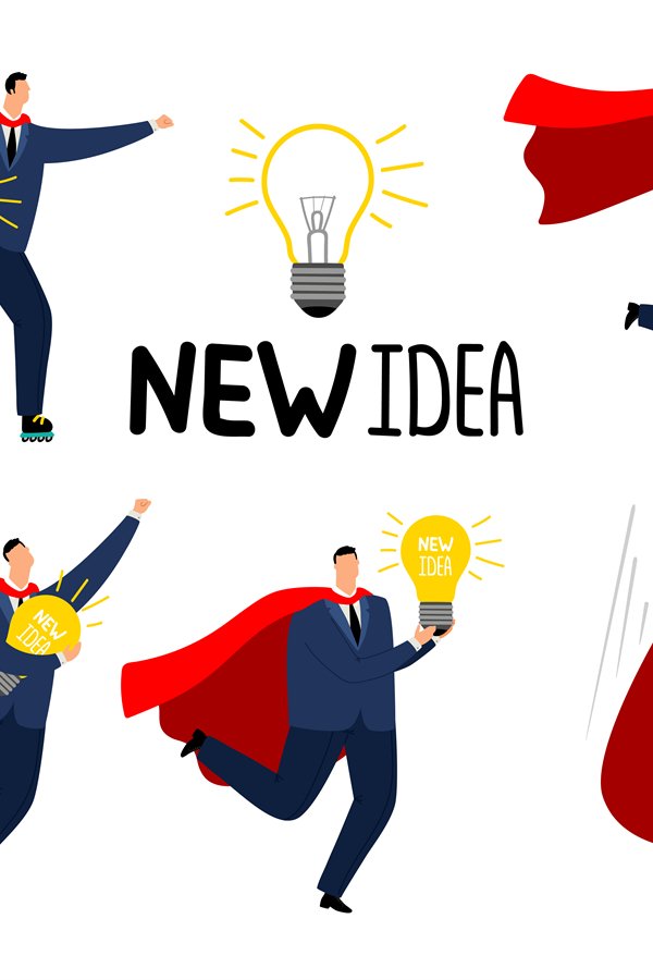 Super idea businessman. Brave strong business man superhero