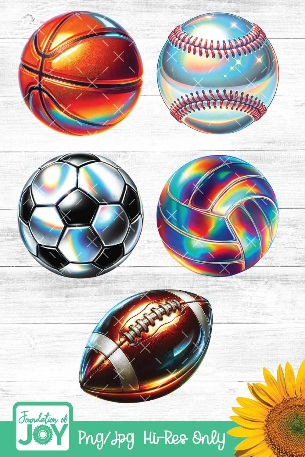 Sports Ball Bundle, Holographic Sports Team png (4803255)