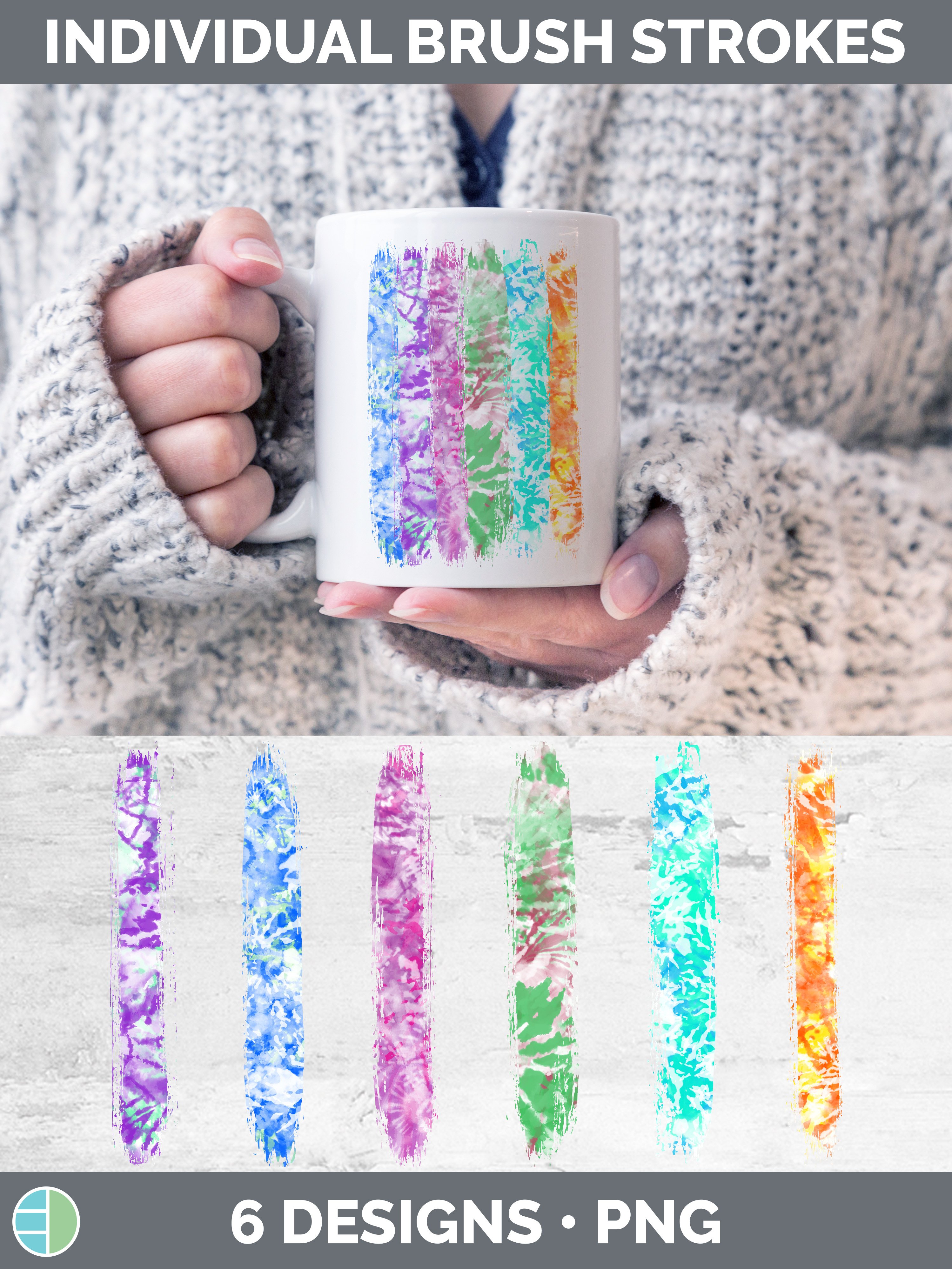 Tie Dye Brush Strokes PNG | Sublimation Designs