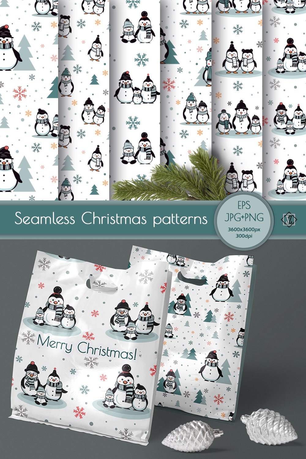 Seamless patterns. Penguins