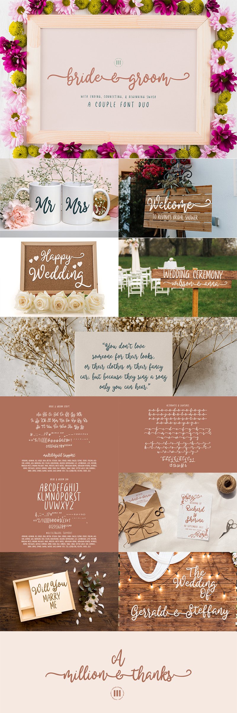 Bride and Groom - A Wedding Font Duo