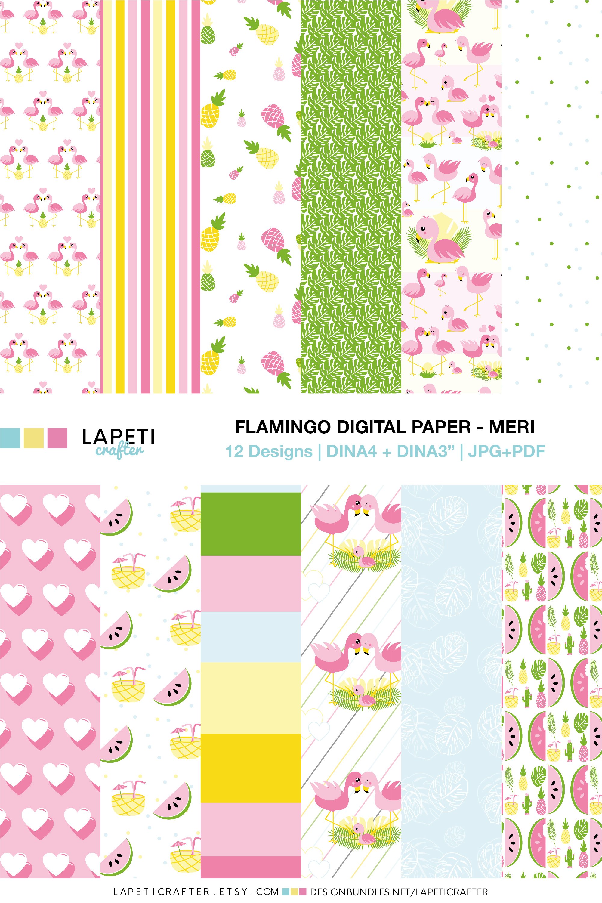 Flamingo Scrap Paper and Digital Backgrounds