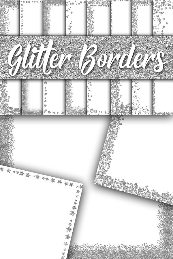 Silver Glitter Borders Digital Paper (37329)