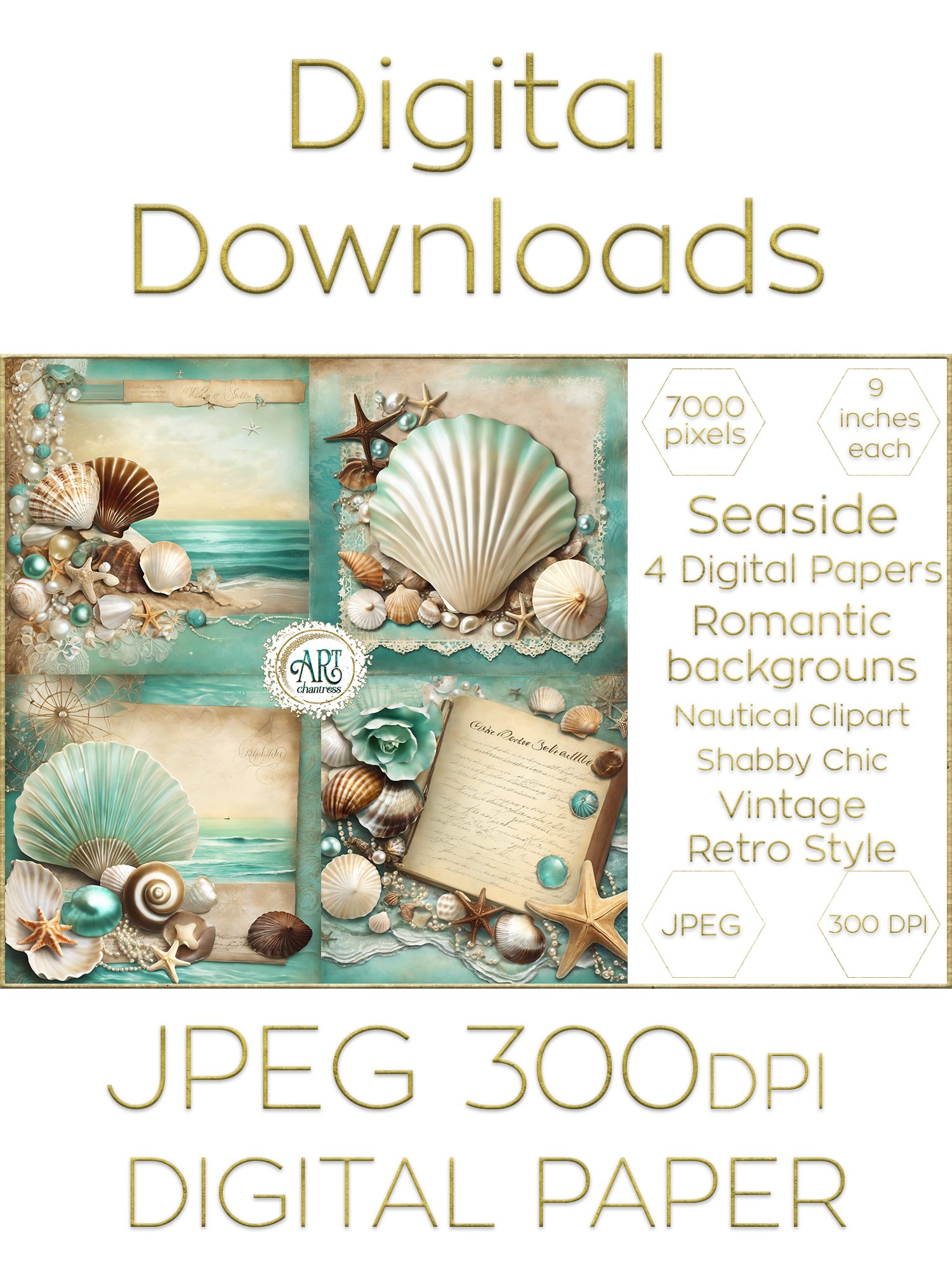 Vintage Cosy Seaside Romantic Beach Retro Digital (3971944)