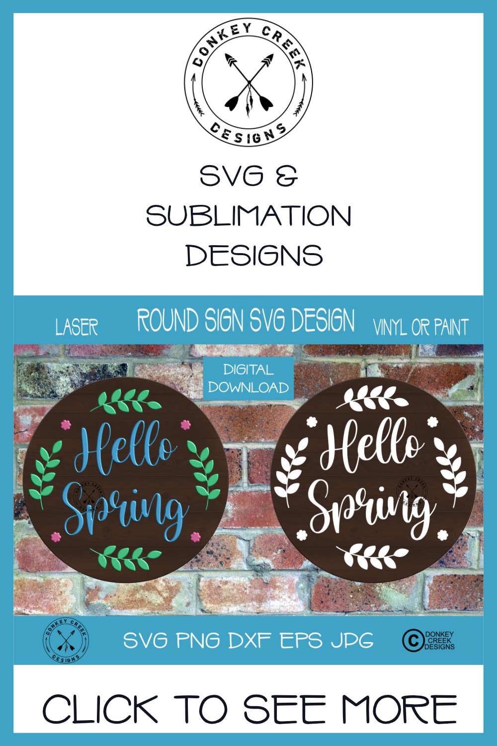 Hello Spring SVG|Round Laser Sign|Spring Sign Design